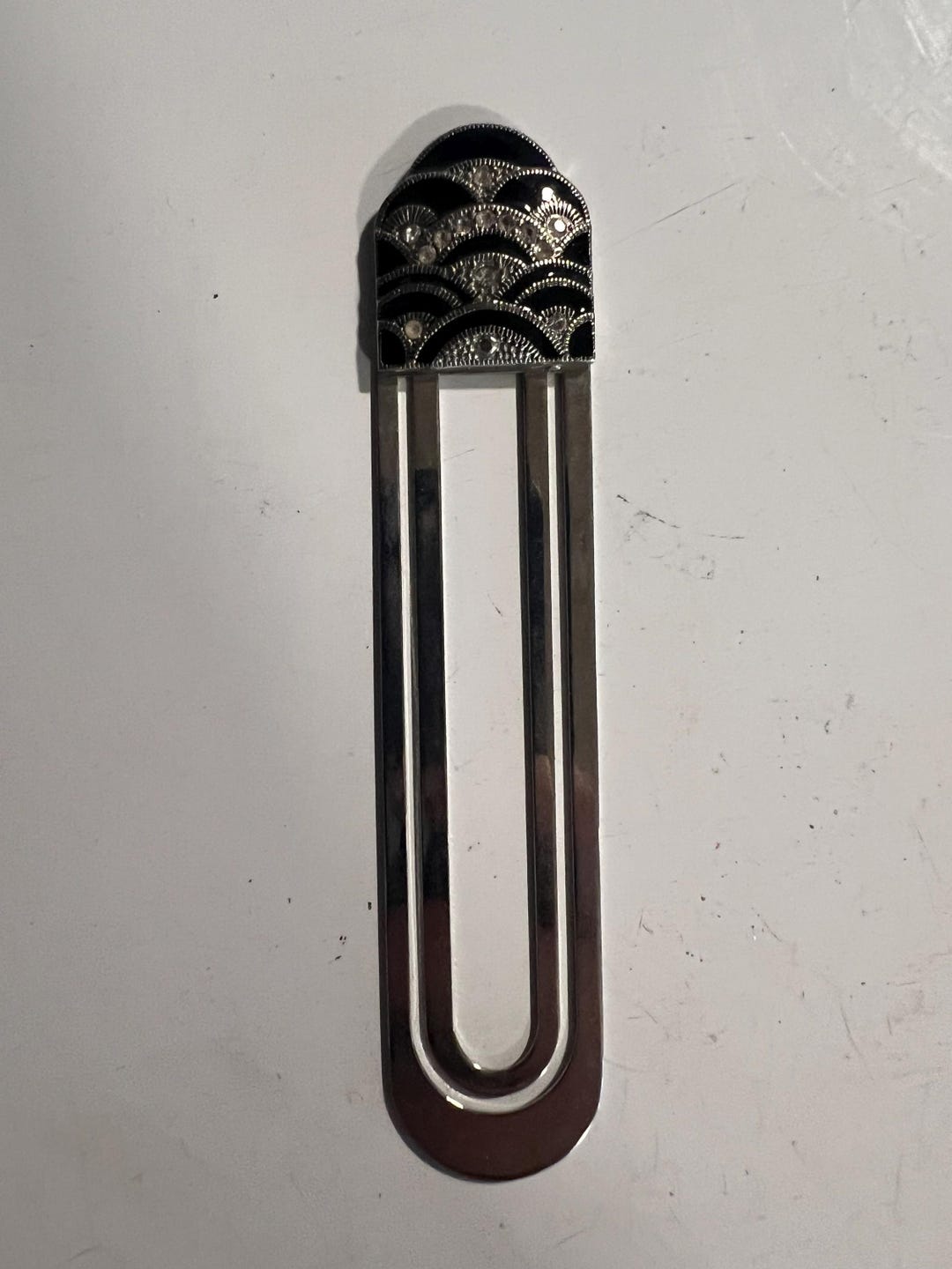 Antique Gustavo TRIFARI Bookmark Silver Toned W/black Enamel and ...