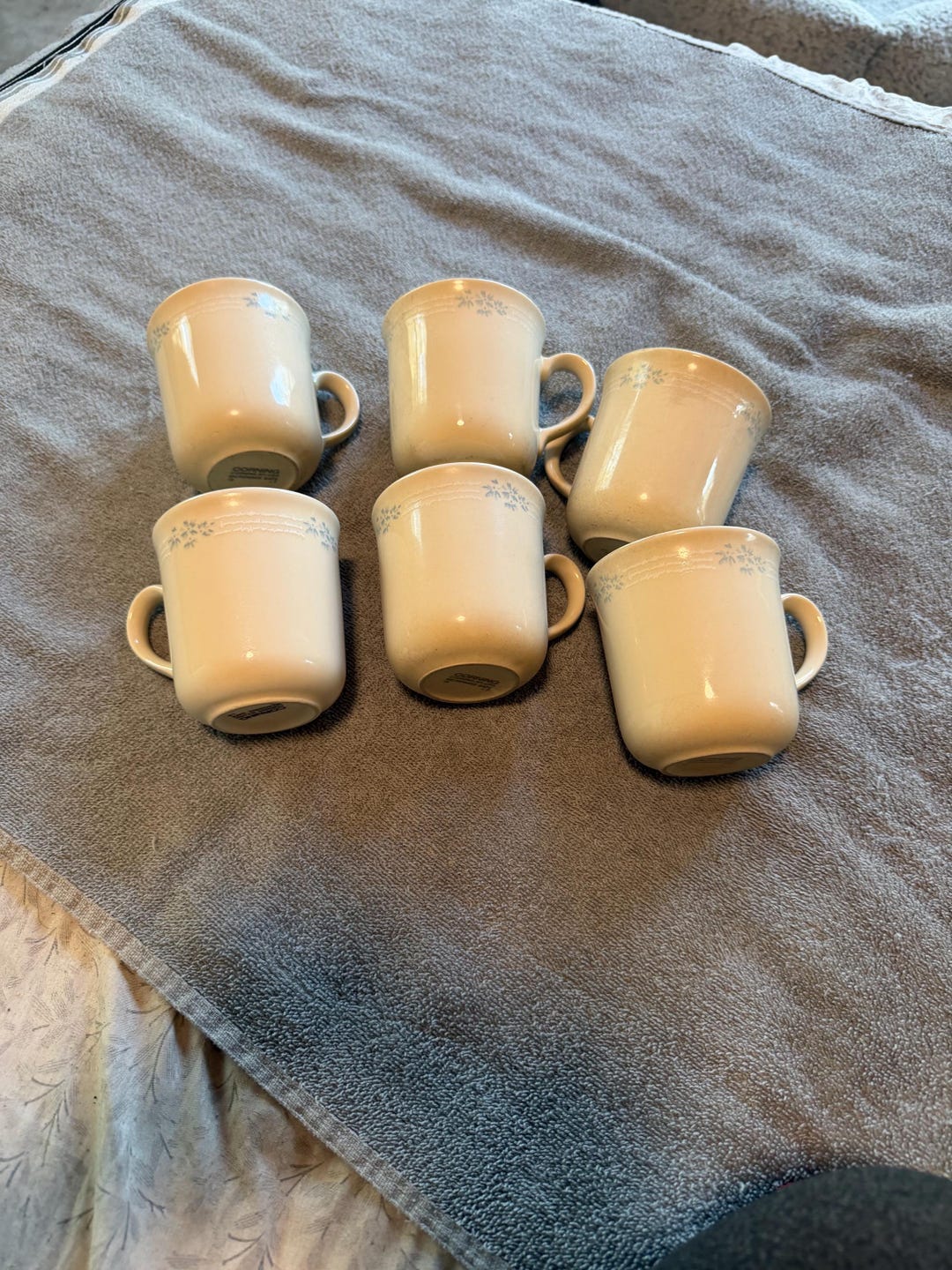 Set of 6 Vintage Corning Corelle Lace Bouquet Coffee Cups Mugs Ivory ...