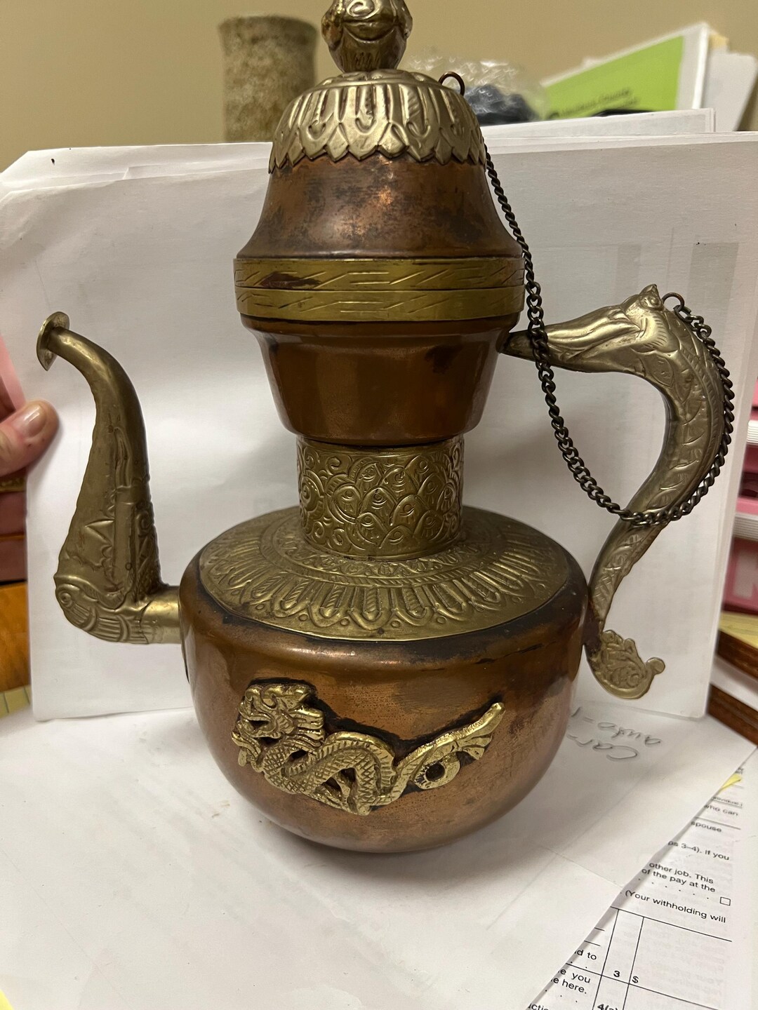 Antique Tibetan Copper and Brass Buddhist Ritual Teapot Chinese ...