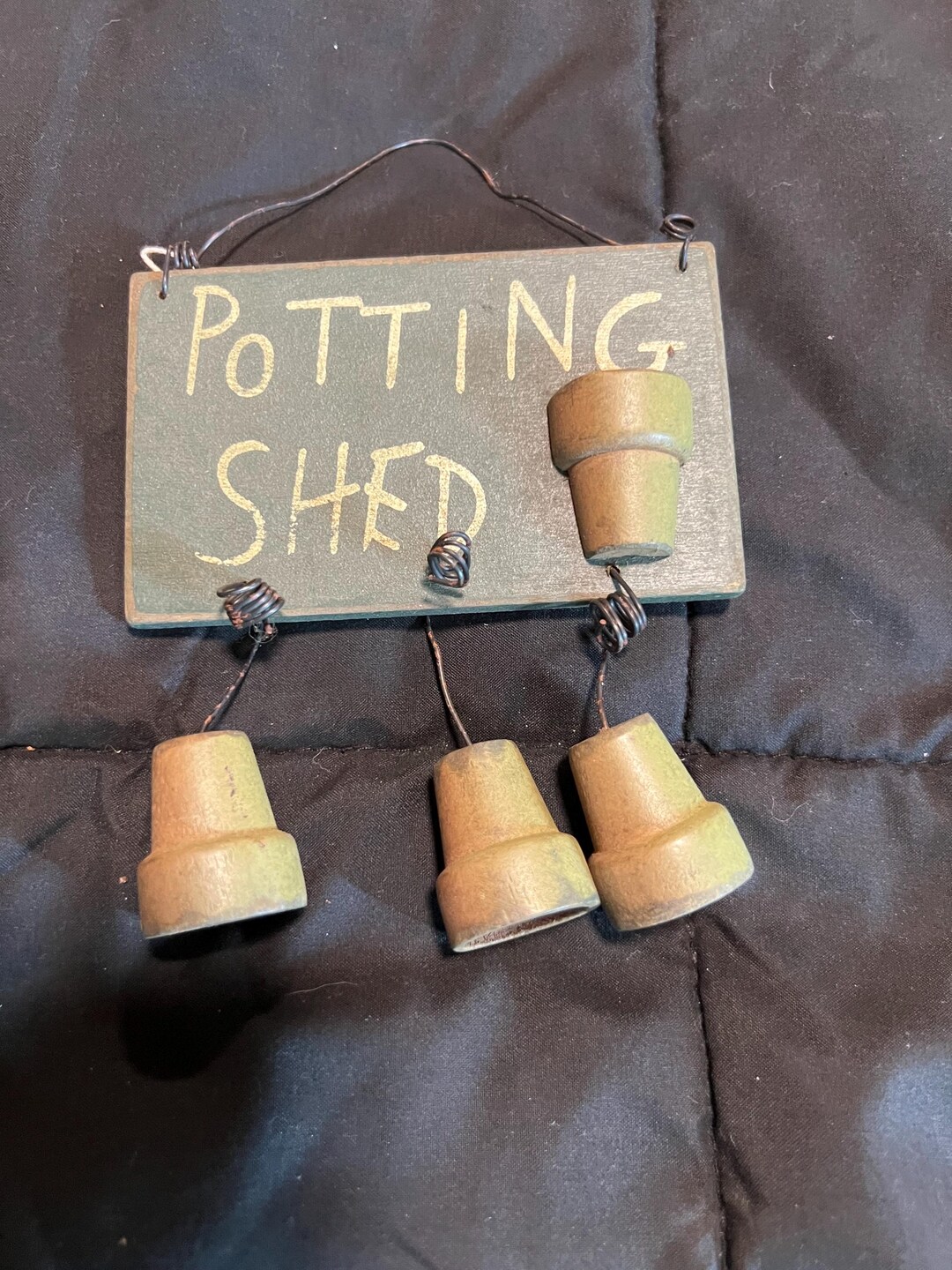 Hanging Potting Shed Sign With Little Flower Pots - Etsy