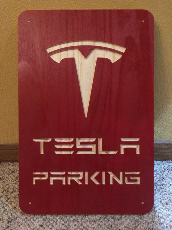 Carved Wood Tesla Parking Sign | Etsy