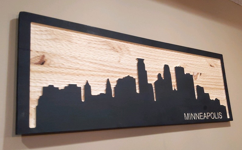Carved Wood Minneapolis Skyline Sign - Etsy