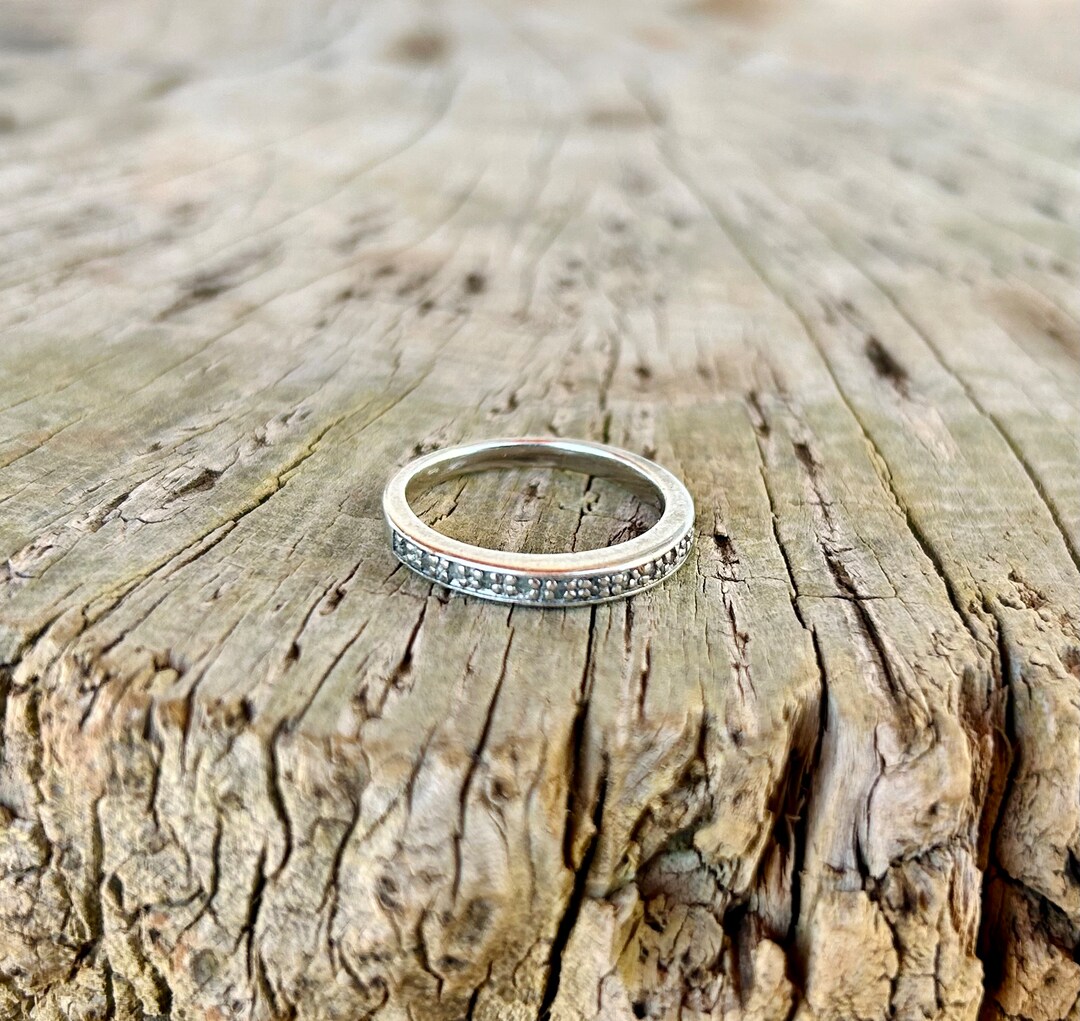 Vintage Sterling Silvet Diamond Melee Band Ring - Etsy