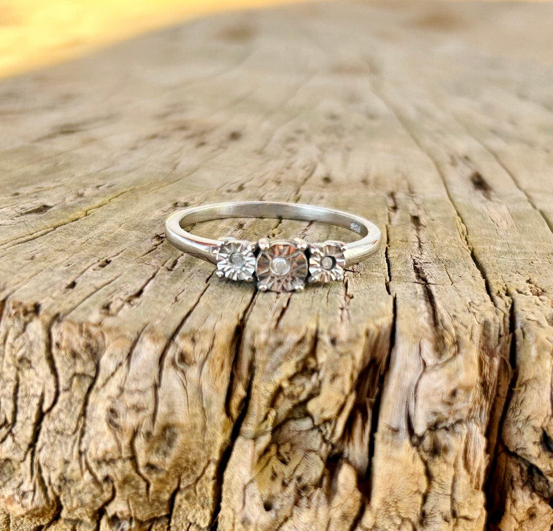 Vintage Sterling Silver Trilogy Diamond Ring - Etsy