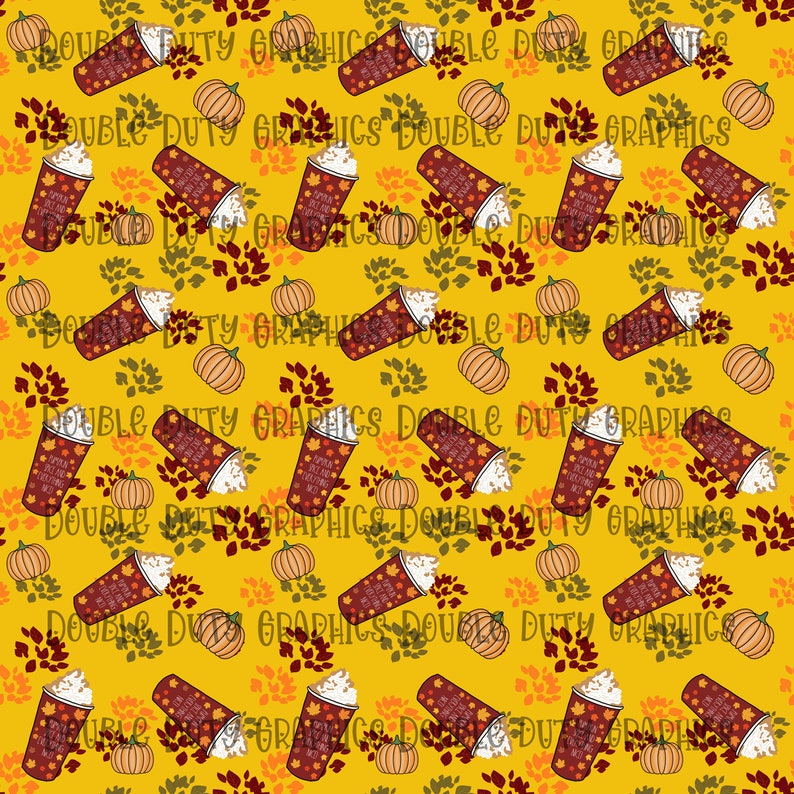 Pumpkin Spice Latte, Fall Seamless Design, Seamless Pattern Fall ...