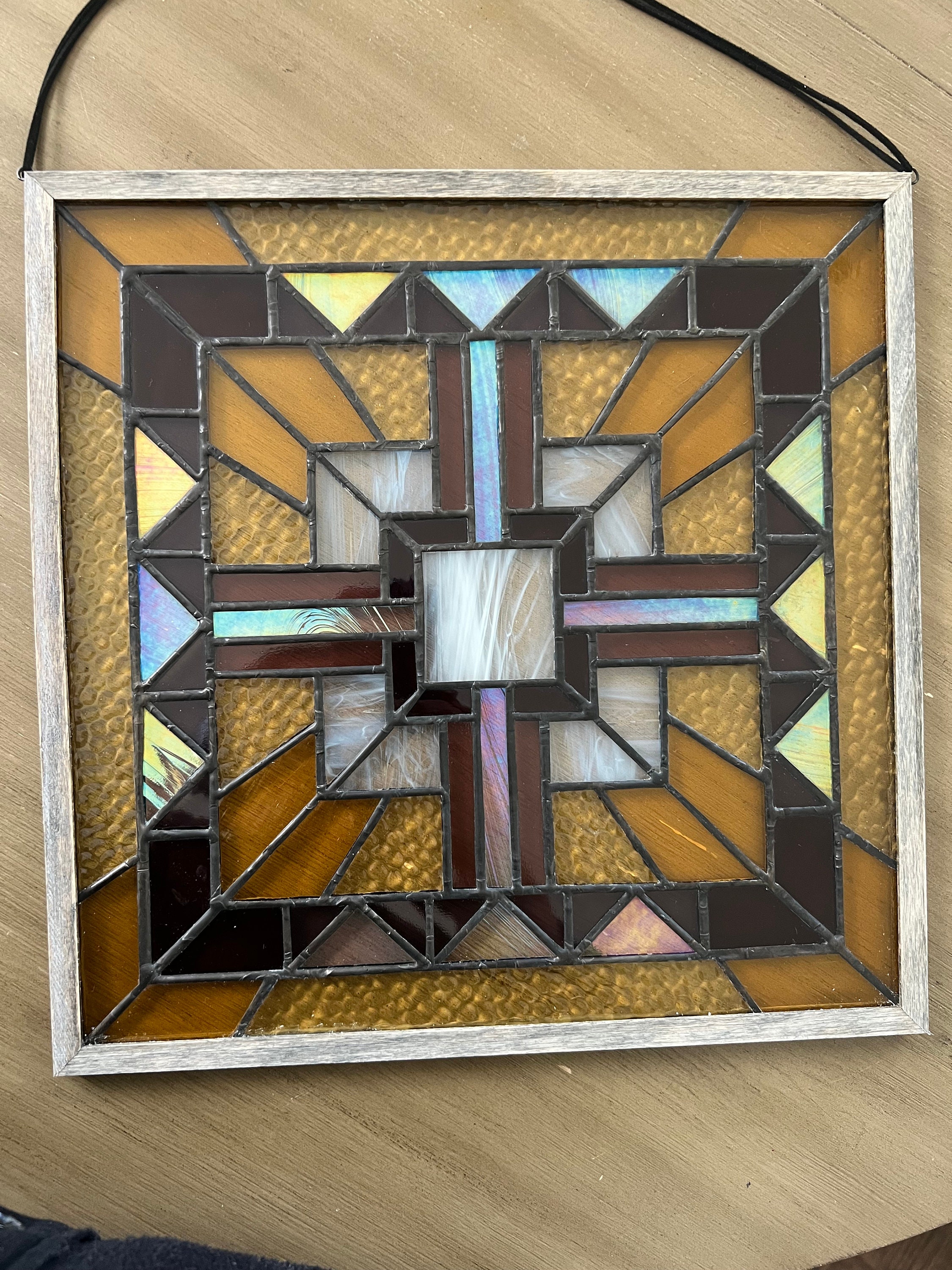 Purple, Amber and Iridescent Square Stained Glass Sun Catcher - Etsy