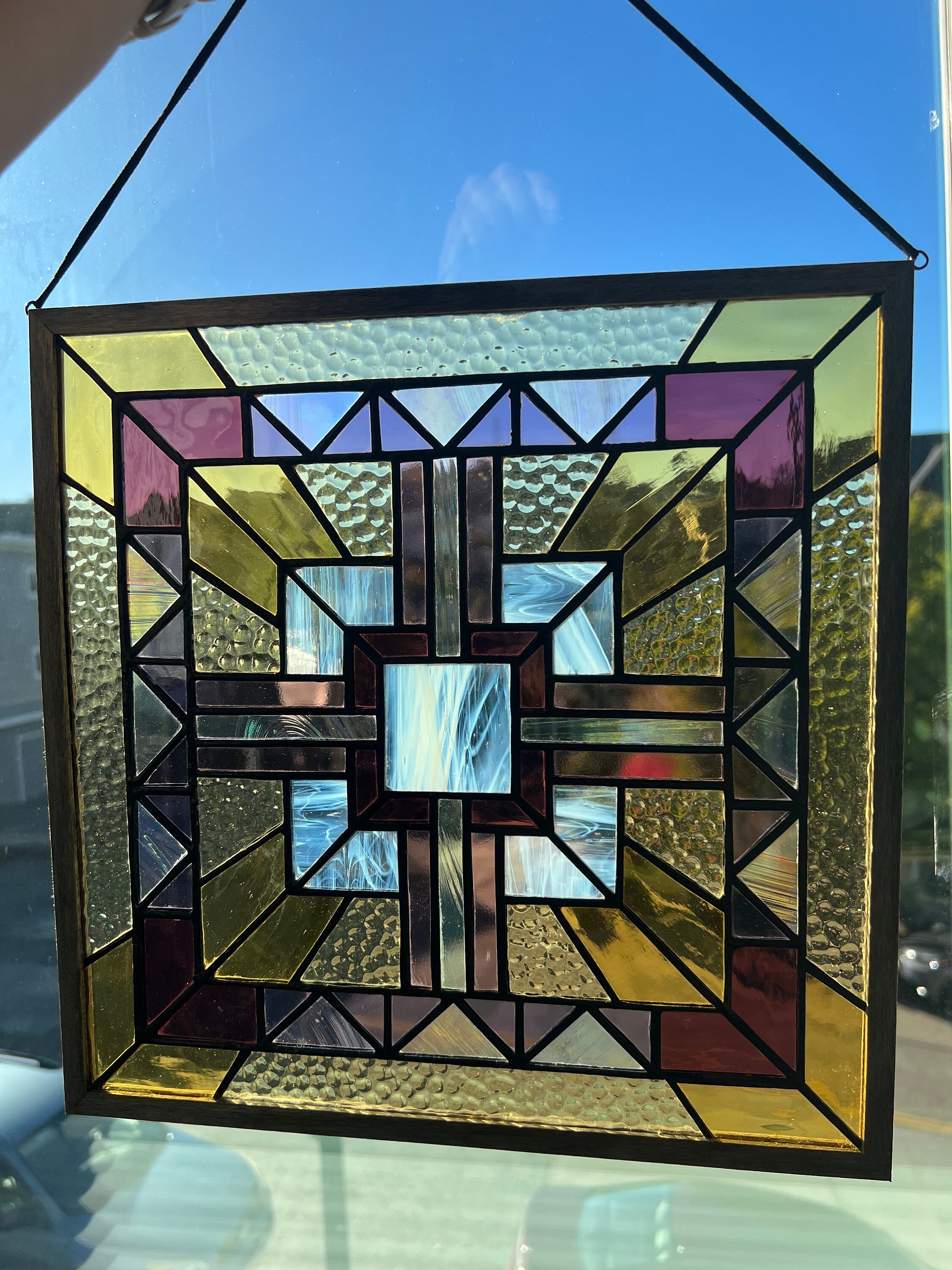 Purple, Amber and Iridescent Square Stained Glass Sun Catcher - Etsy