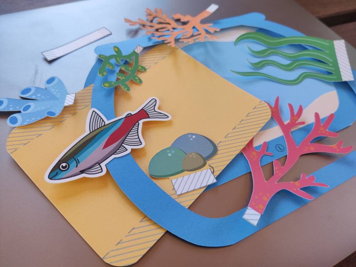 Paper Fish Tank DIY PAPER CRAFT Kids Art Tropical Fish Pet - Etsy