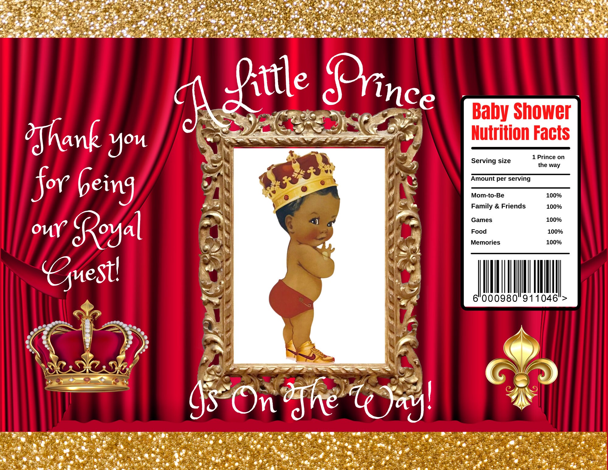 Red Royal Prince Chip Bag Template (CANVA Editable) - Etsy