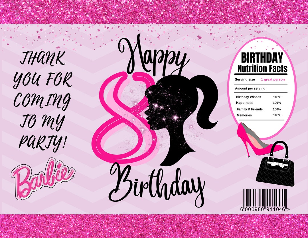 Barbie Themed Chip Bag Template CANVA Editable - Etsy