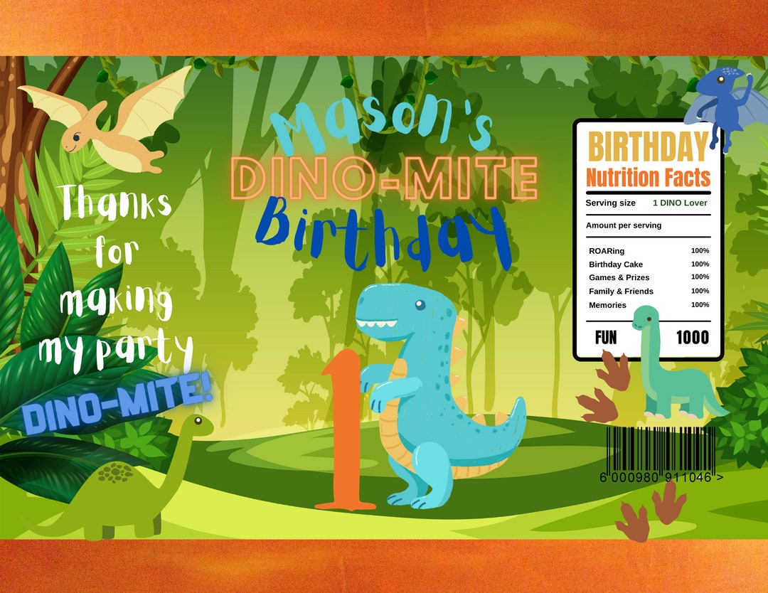 Dinosaur Themed Chip Bag Template (CANVA Editable) - Etsy