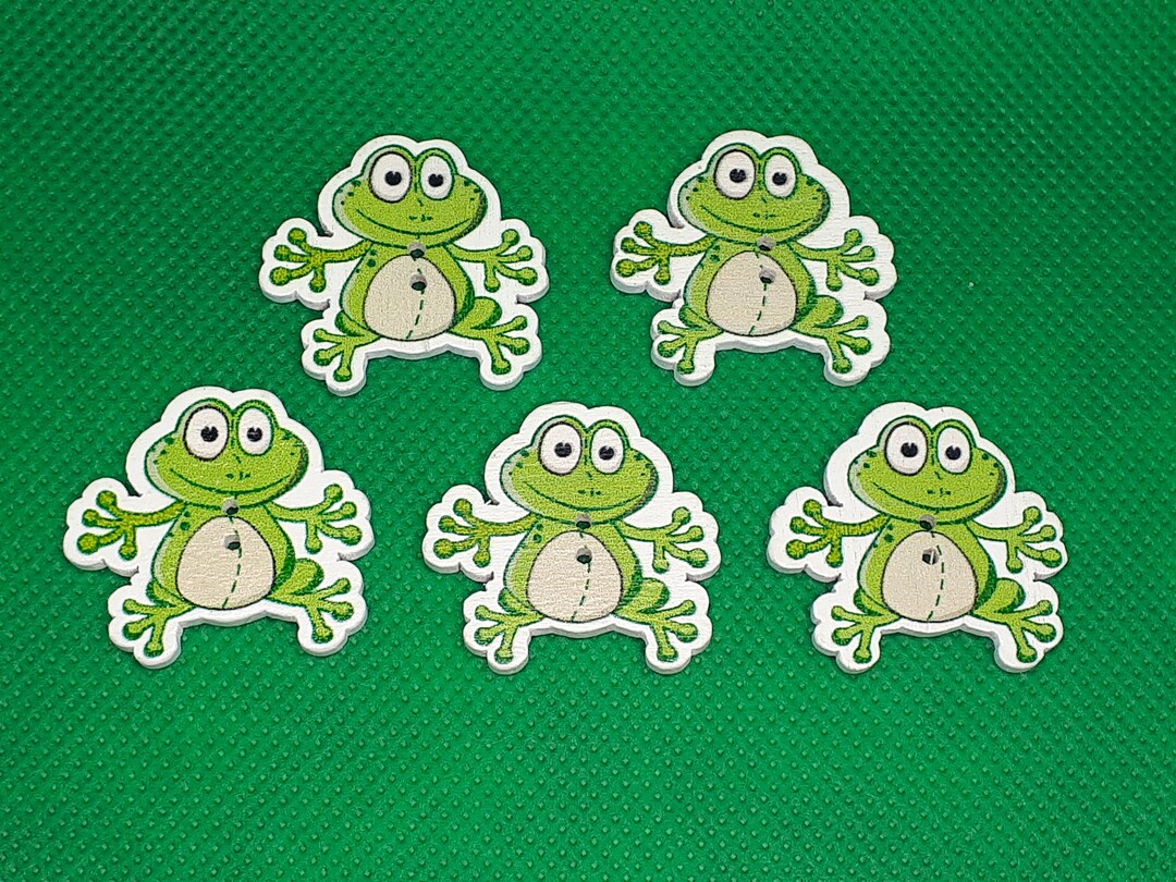 Wooden Buttons Frog Animal Frogs Green Pond Garden Wood Craft Sewing - Etsy