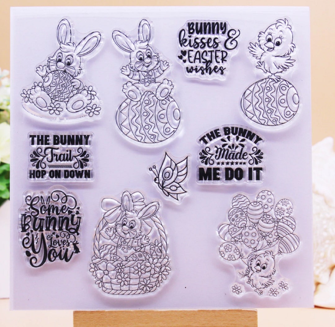 Silicone Stamp Rabbit Easter Stamp Set Clear DIY Clearstamps Stamp Set ...