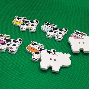 Cow Buttons Cows Colorful Wooden Button Farm Craft Sewing Wooden ...