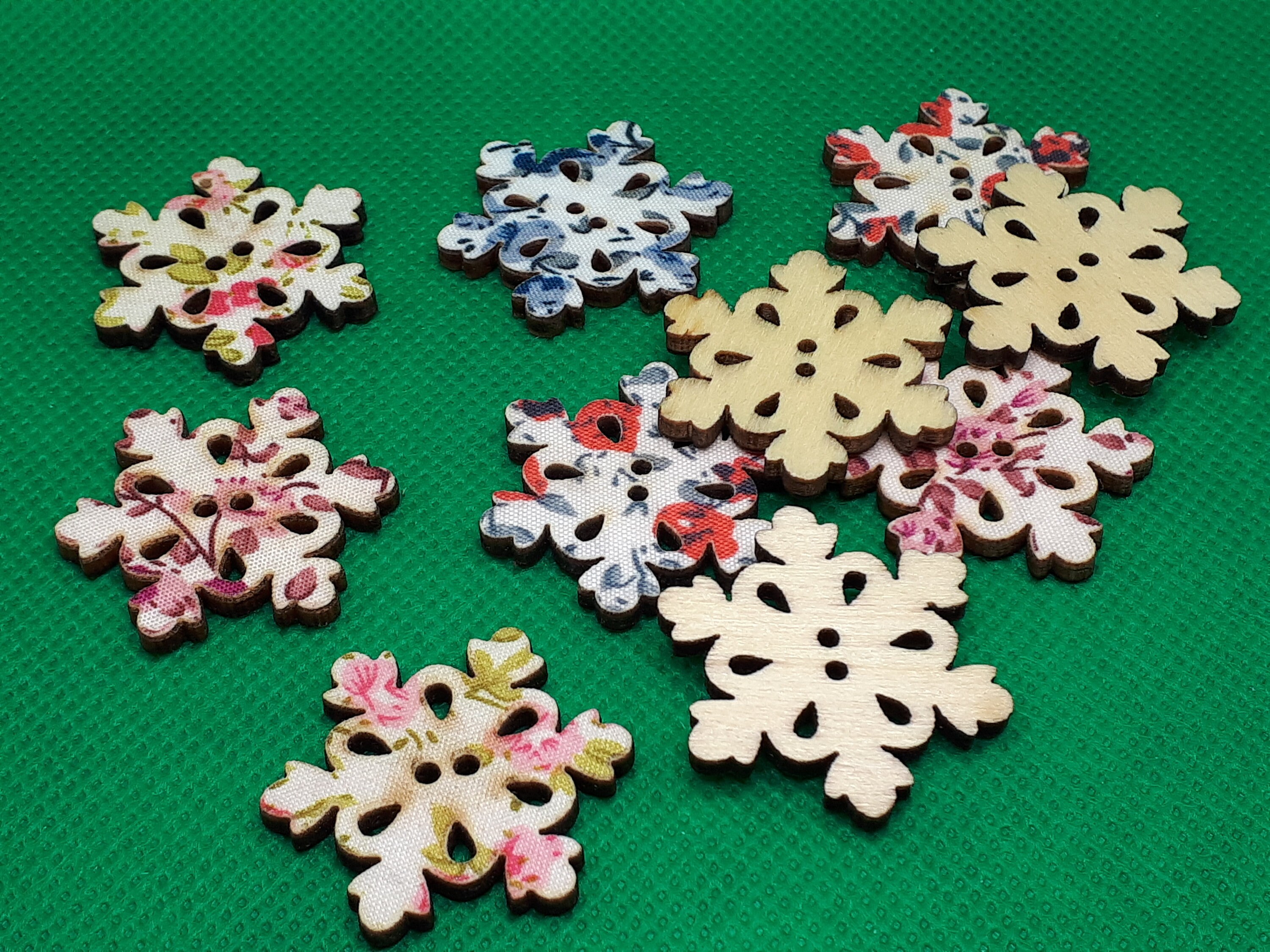 Button Colorful Snowflakes Buttons Snow Wood Craft Sewing - Etsy UK