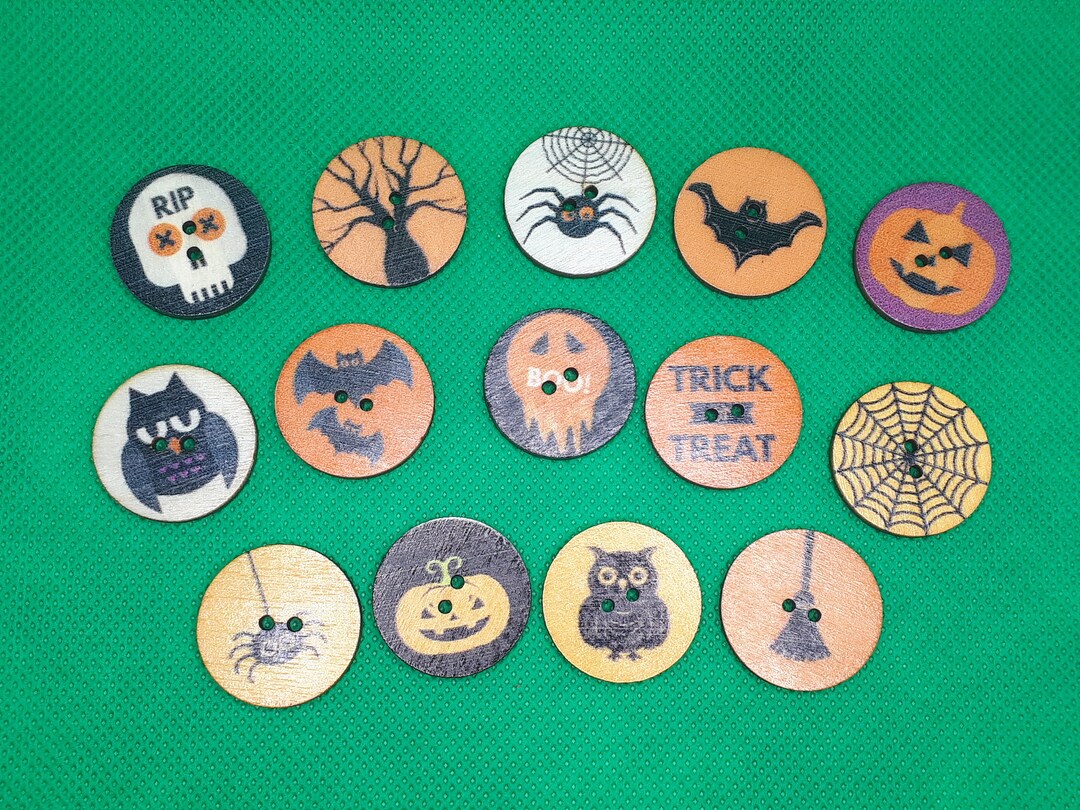 Halloween Button Carnival Buttons Wood Craft Sewing Wooden Buttons ...