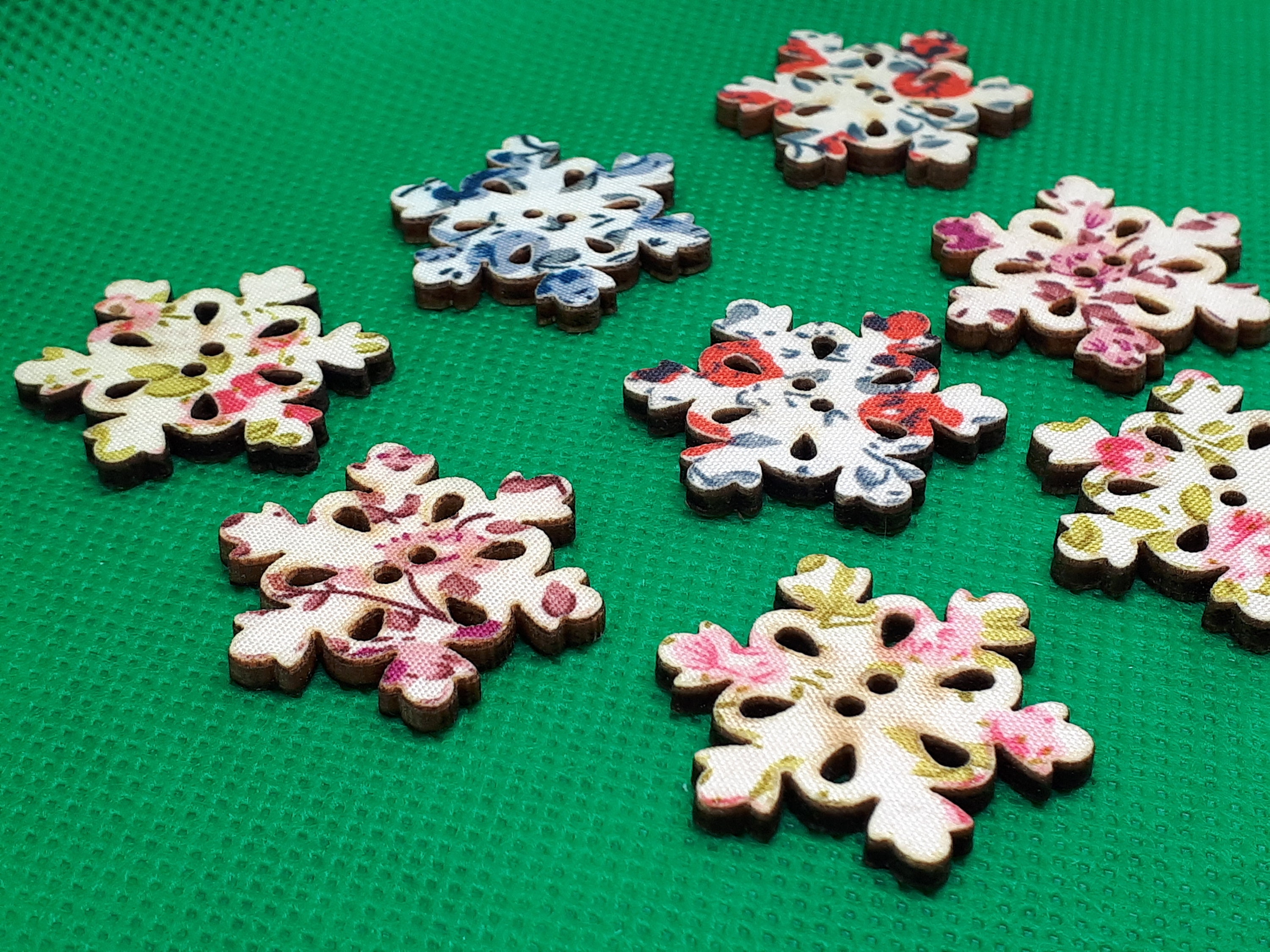 Button Colorful Snowflakes Buttons Snow Wood Craft Sewing - Etsy UK