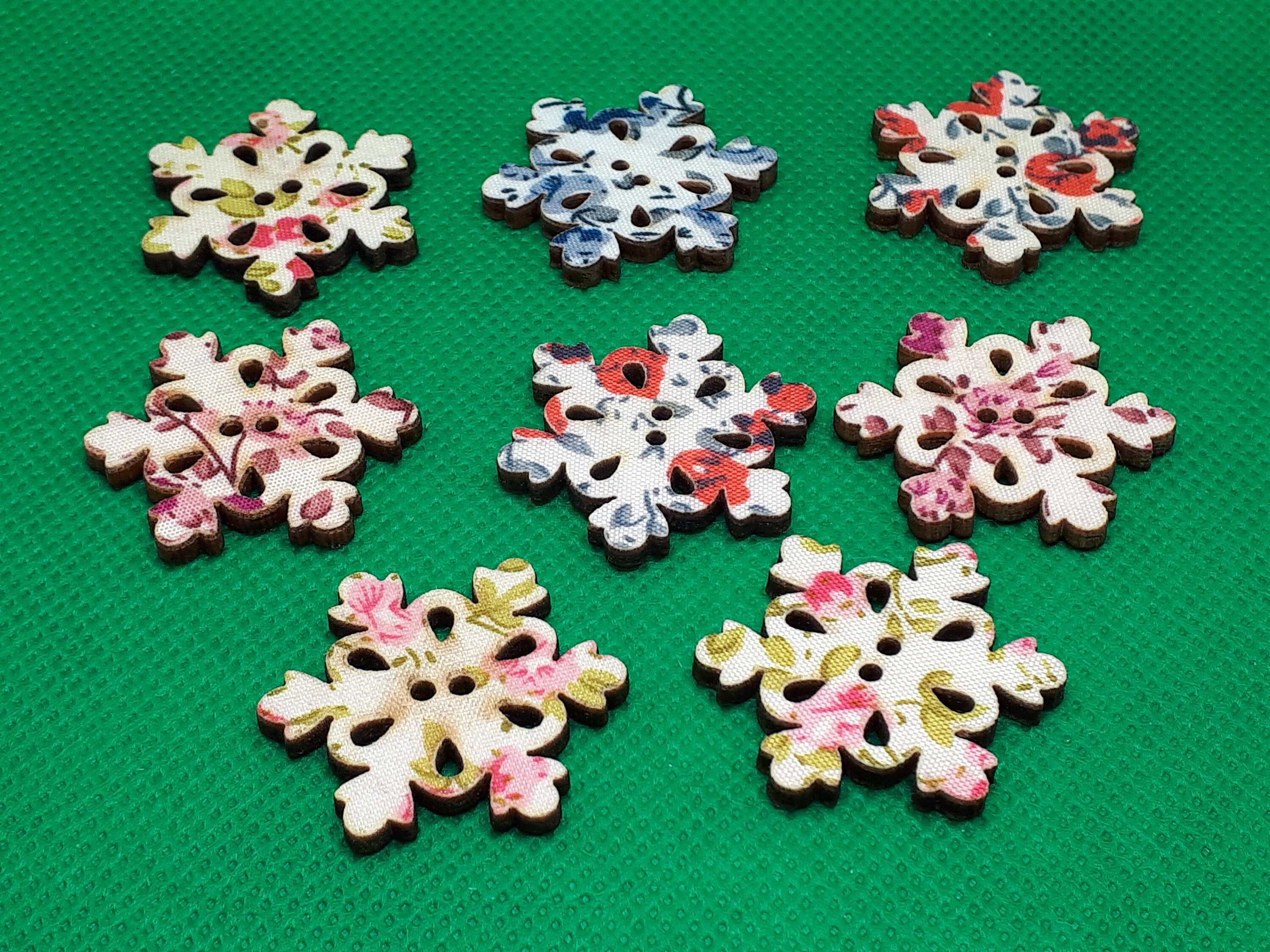 Button Colorful Snowflakes Buttons Snow Wood Craft Sewing - Etsy UK