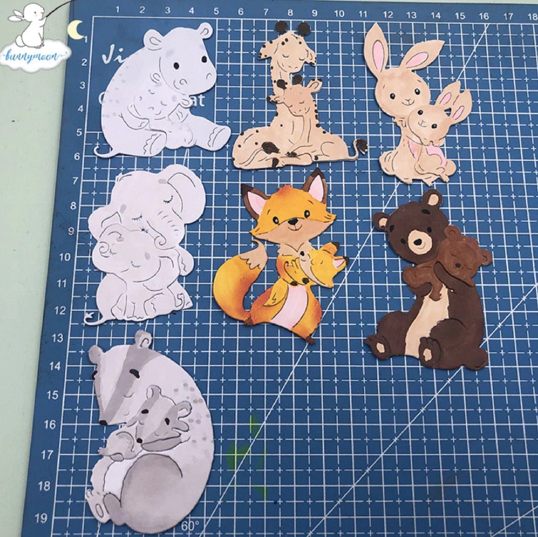 Pre-scraped Rabbit Mama Punch Stencil Stamp Cut Mother Child Stencil ...