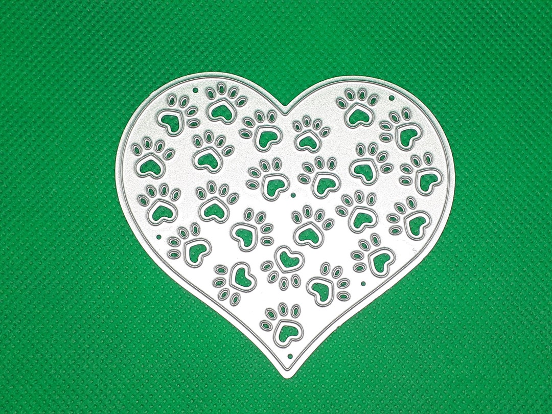 Embossed Stencil Paw Heart Punching Template Dog Bear Love Embossing ...