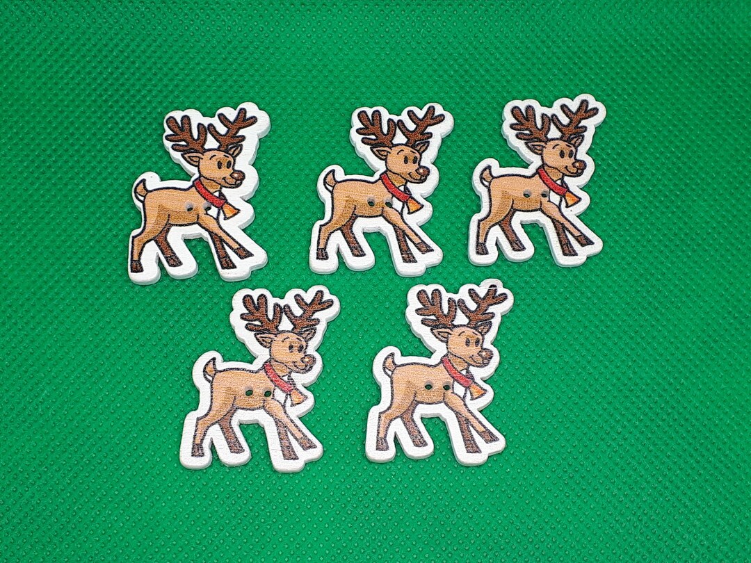 Button Reindeer Buttons Elk Deer Forest Wood Craft Sewing Wooden ...