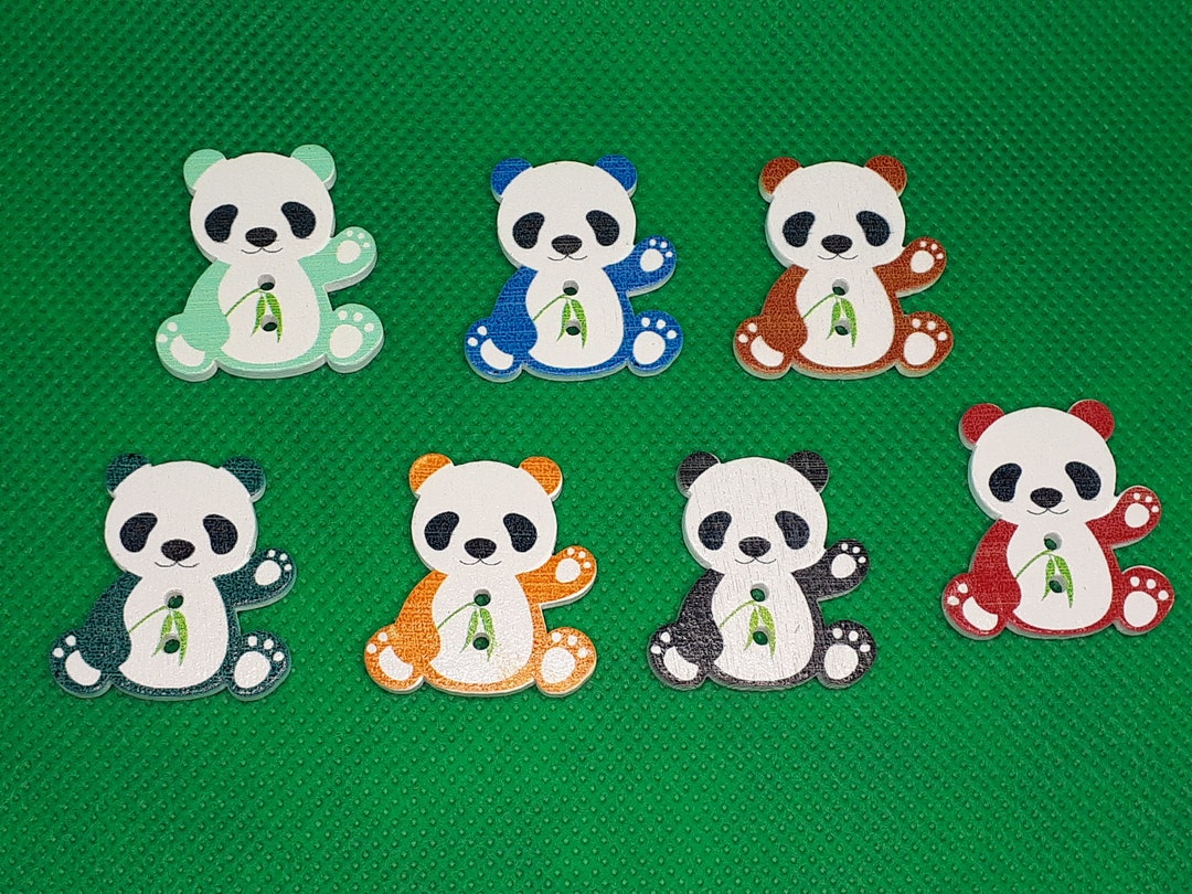 Panda Buttons Animal Button Zoo Colorful Wood Craft Sewing Wooden Buttons - Etsy