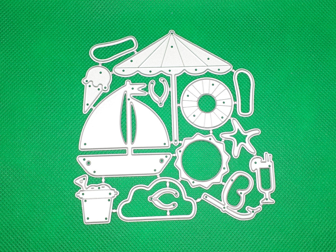 Embossing Template Beach Vacation Die-cutting Template Sun Sea Ice ...