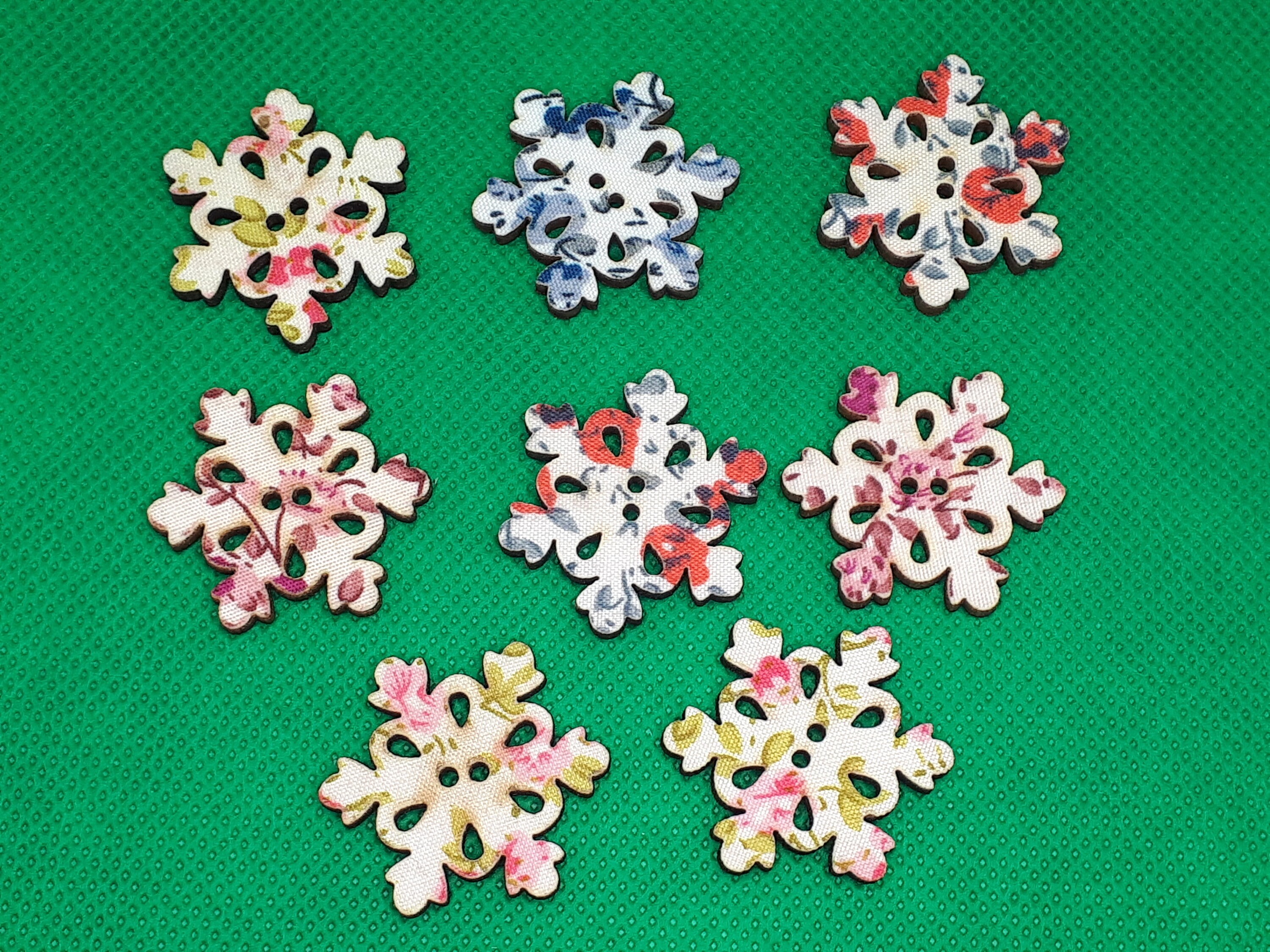Button Colorful Snowflakes Buttons Snow Wood Craft Sewing - Etsy UK