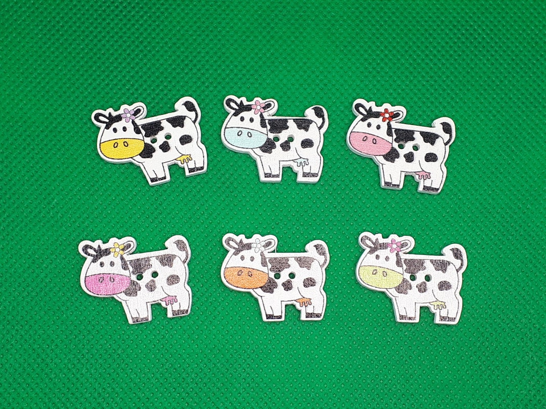 Cow Buttons Cows Colorful Wooden Button Farm Craft Sewing Wooden ...