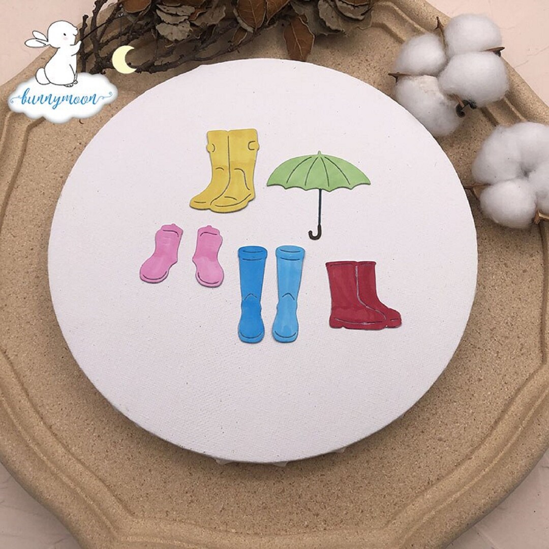 Embossing Template Umbrella Boots Stamping Template Umbrella Shoes ...