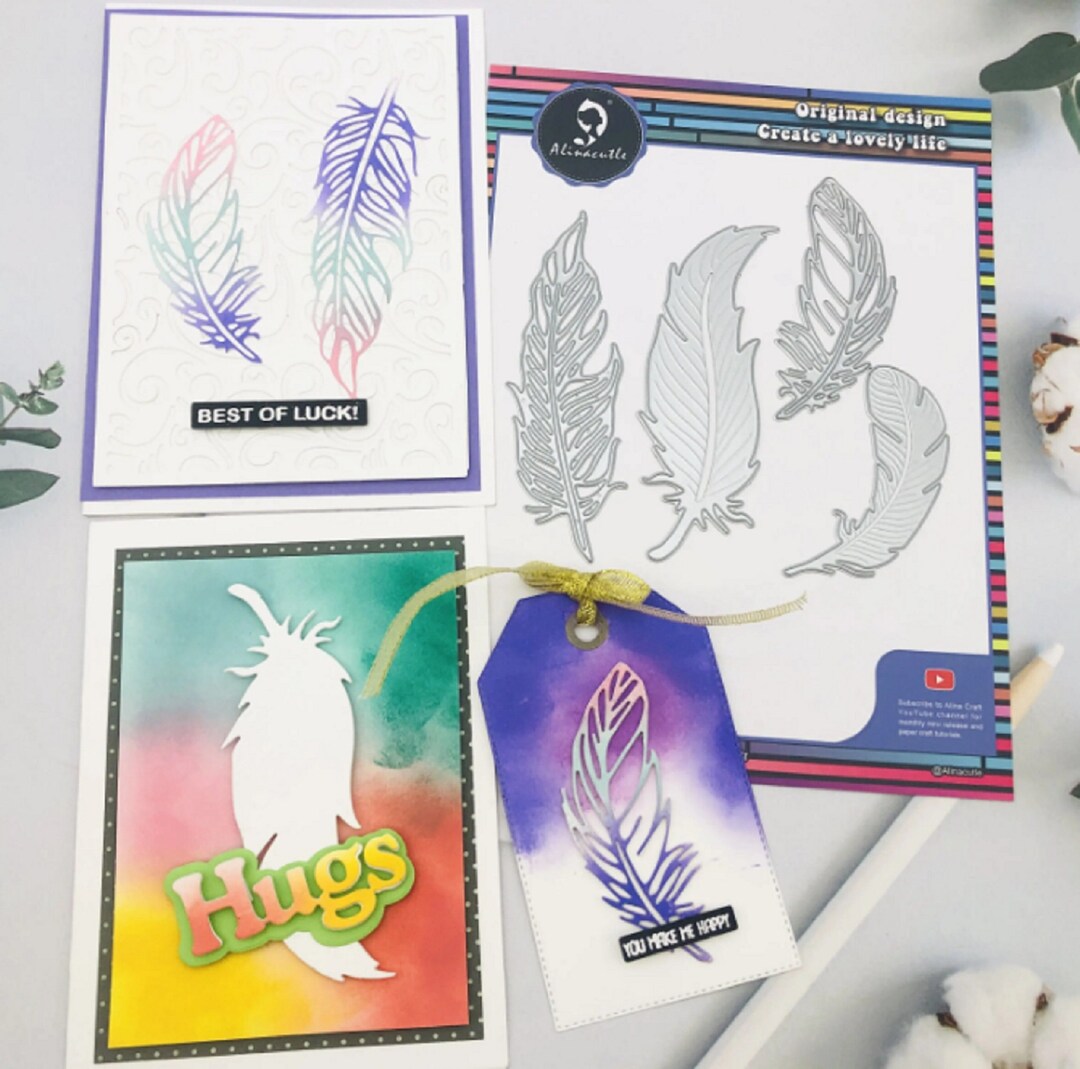 Embossing Stencil Feathers Cutting Stencil Feather Embossing Punching ...