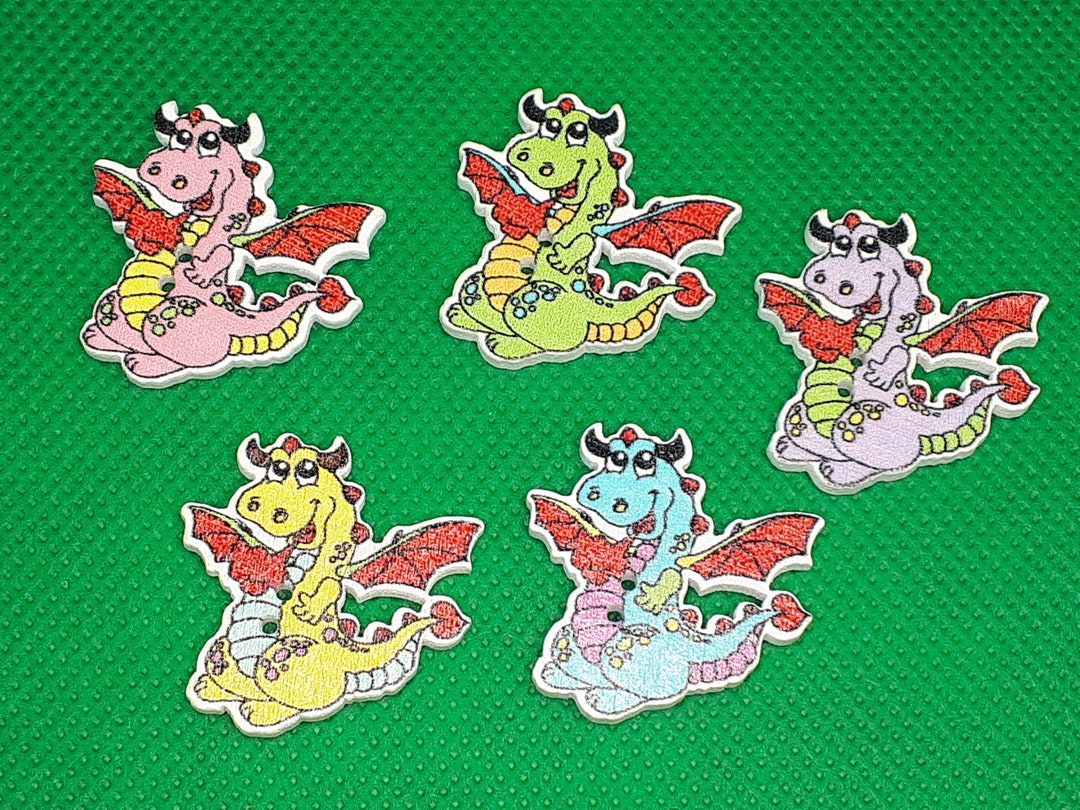 Dragon Buttons Button Dragon Buttons Fire Animal Wood Craft Sewing ...