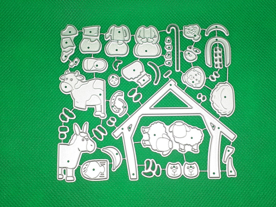 Embossed Nativity Scene Christmas Punching Template Jesus Manger ...