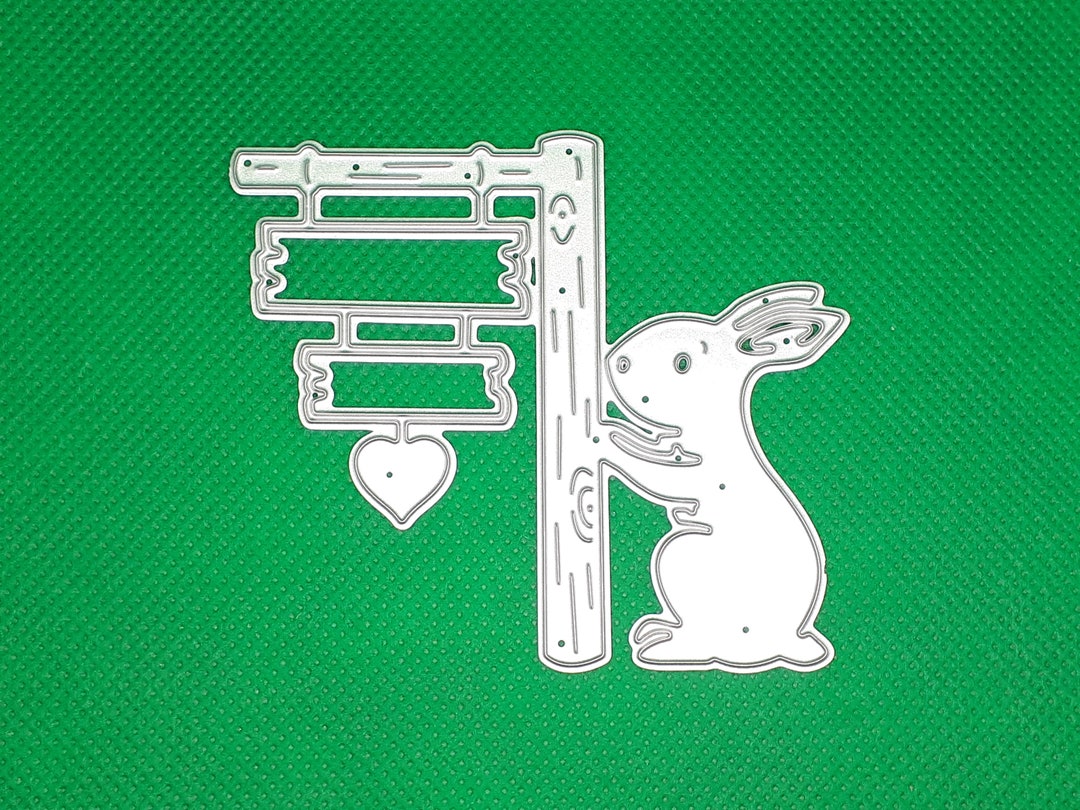 Embossing Template Bunny Signpost Punching Template Easter Heart ...