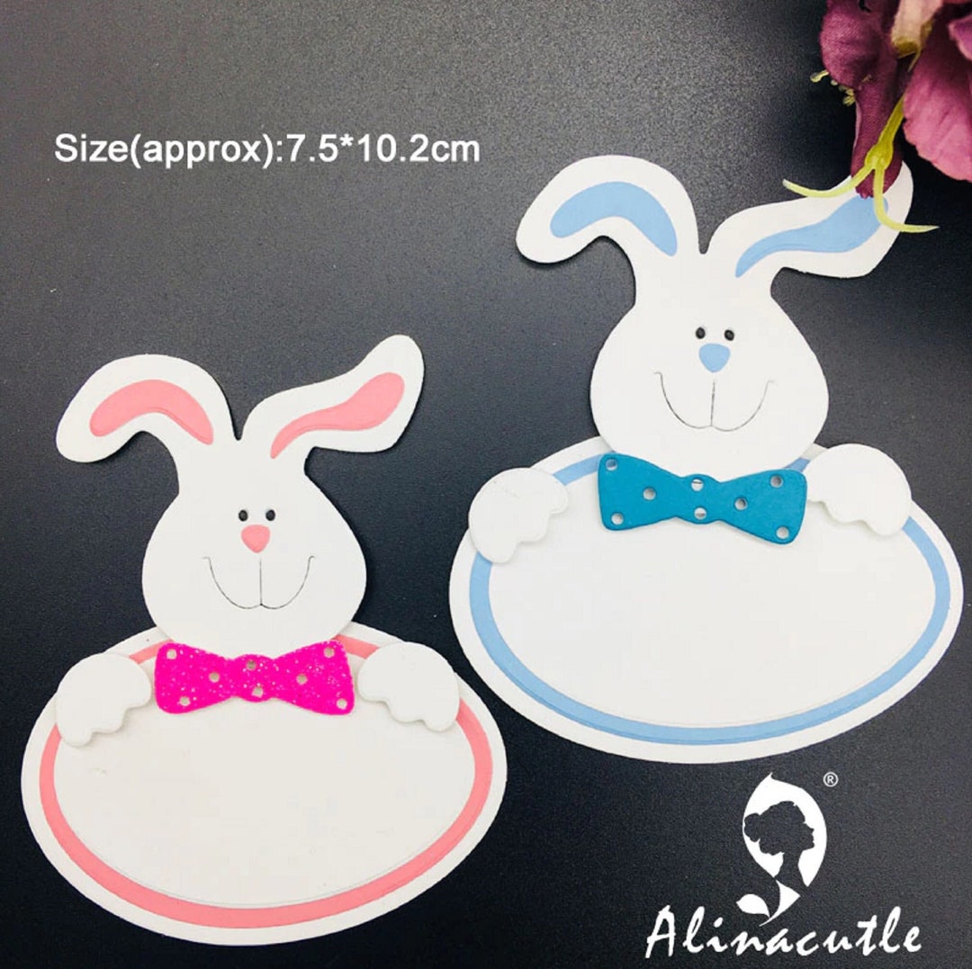 Embossed Stencil Rabbit Sign Punching Template Easter Name Tag ...