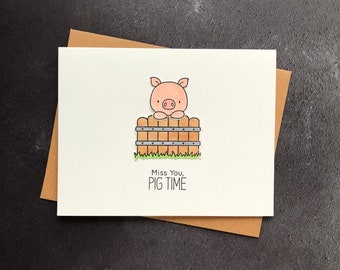 Pig Miss You Card - Etsy