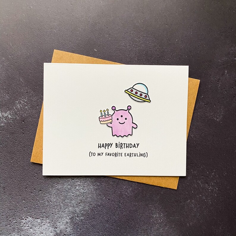HAPPY BIRTHDAY to My Favorite Earthling Handmade Card - Etsy