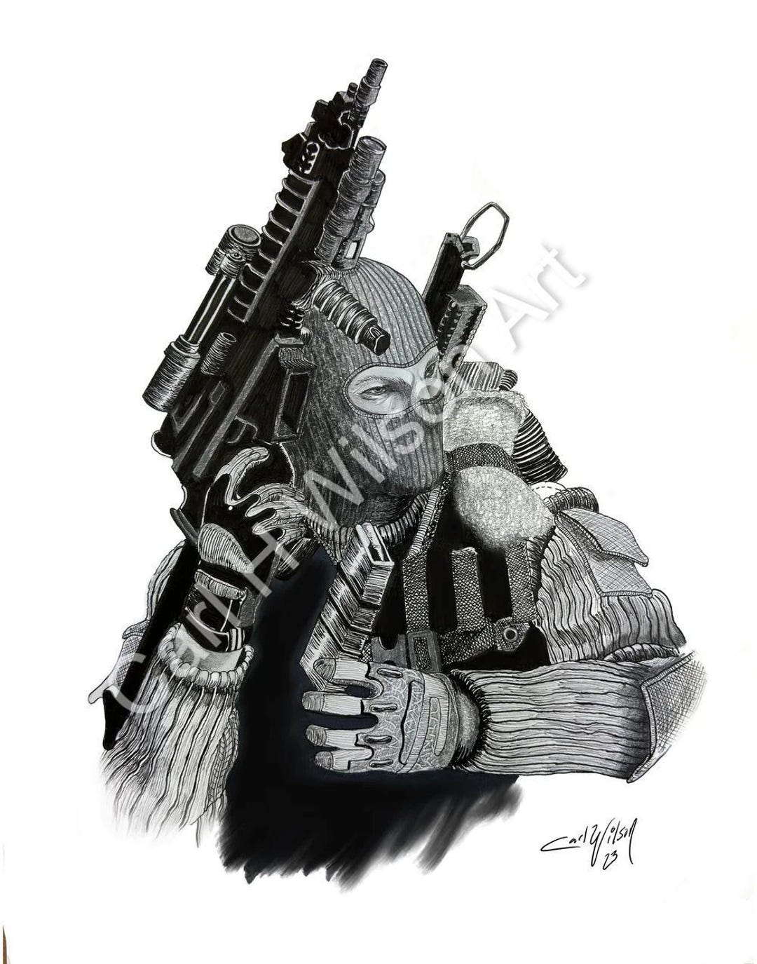 Retro Military Soldier Art Print – Tactical Ink & Graphite Army ...