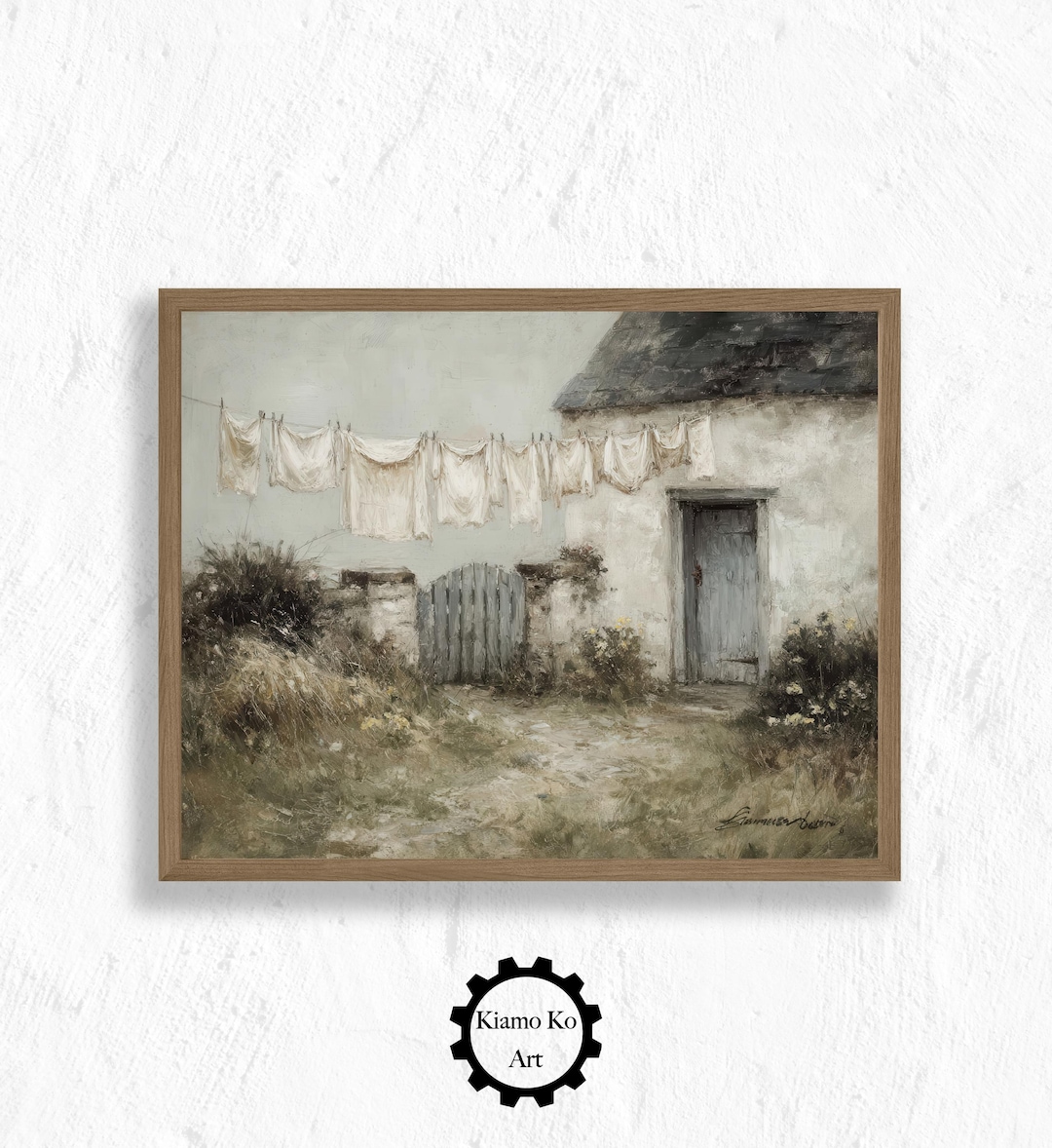 Clothesline Art Print, Cozy Rustic Wall Art, Countryside Vibes ...