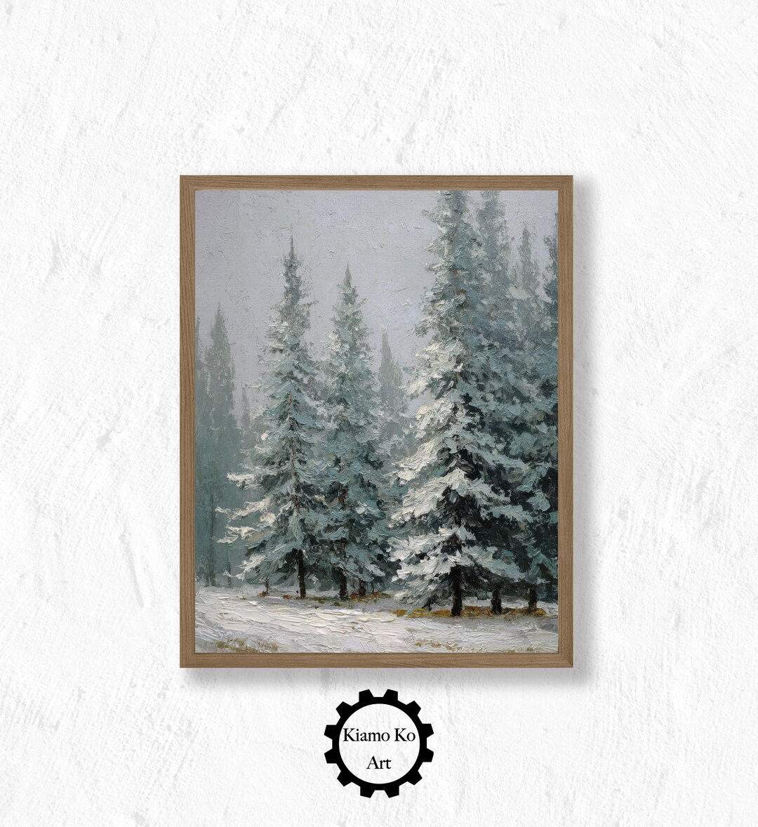 Winter Woodland Art Print, Snowy Trees Landscape, Cozy Home Decor ...