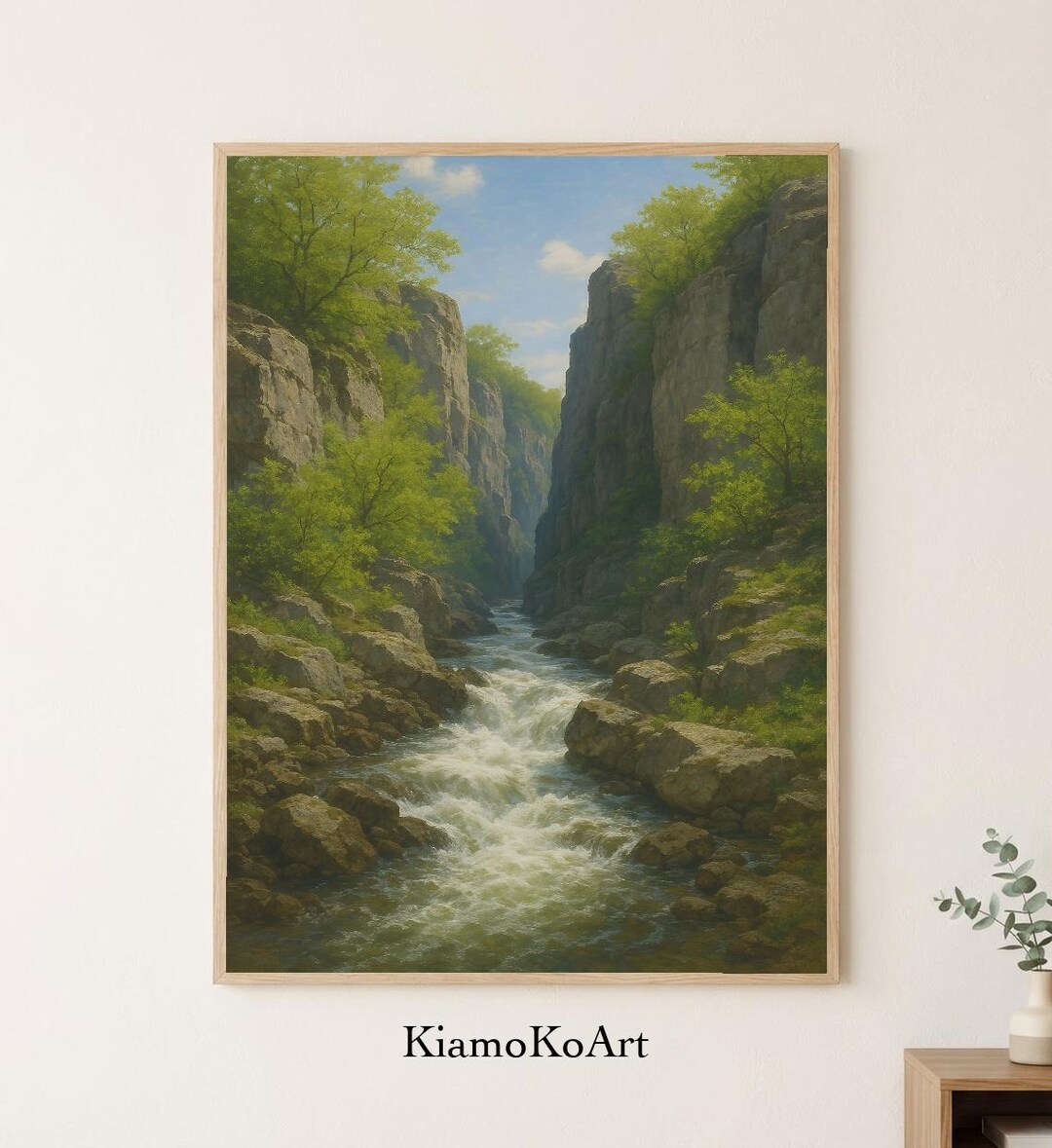 Towering Granite Ravine Barbizon School Oil Painting PRINTABLE, Spring ...