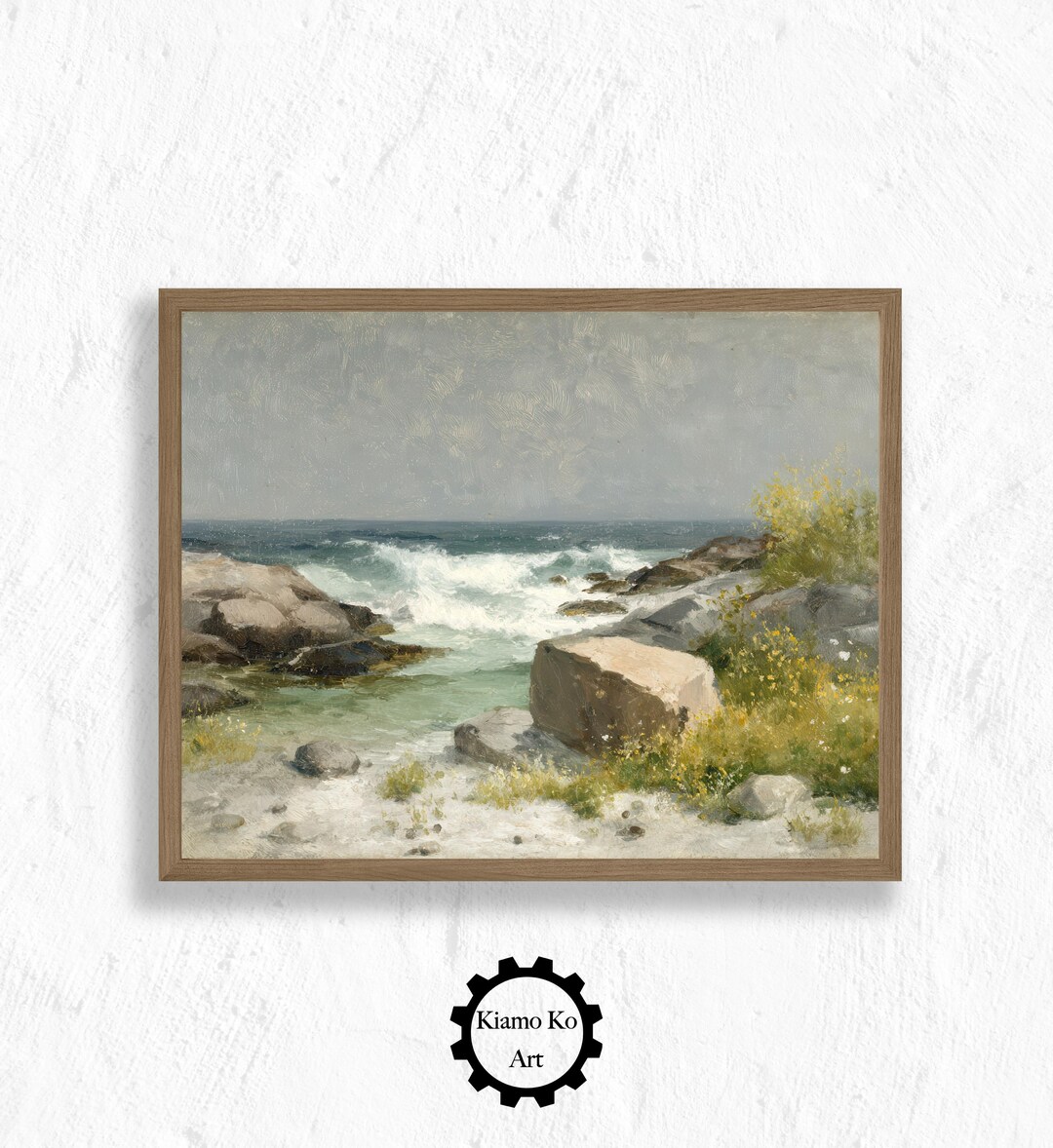 Rocky Shoreline Water Scene, Coastal Home Decor, Seaside Wall Art ...