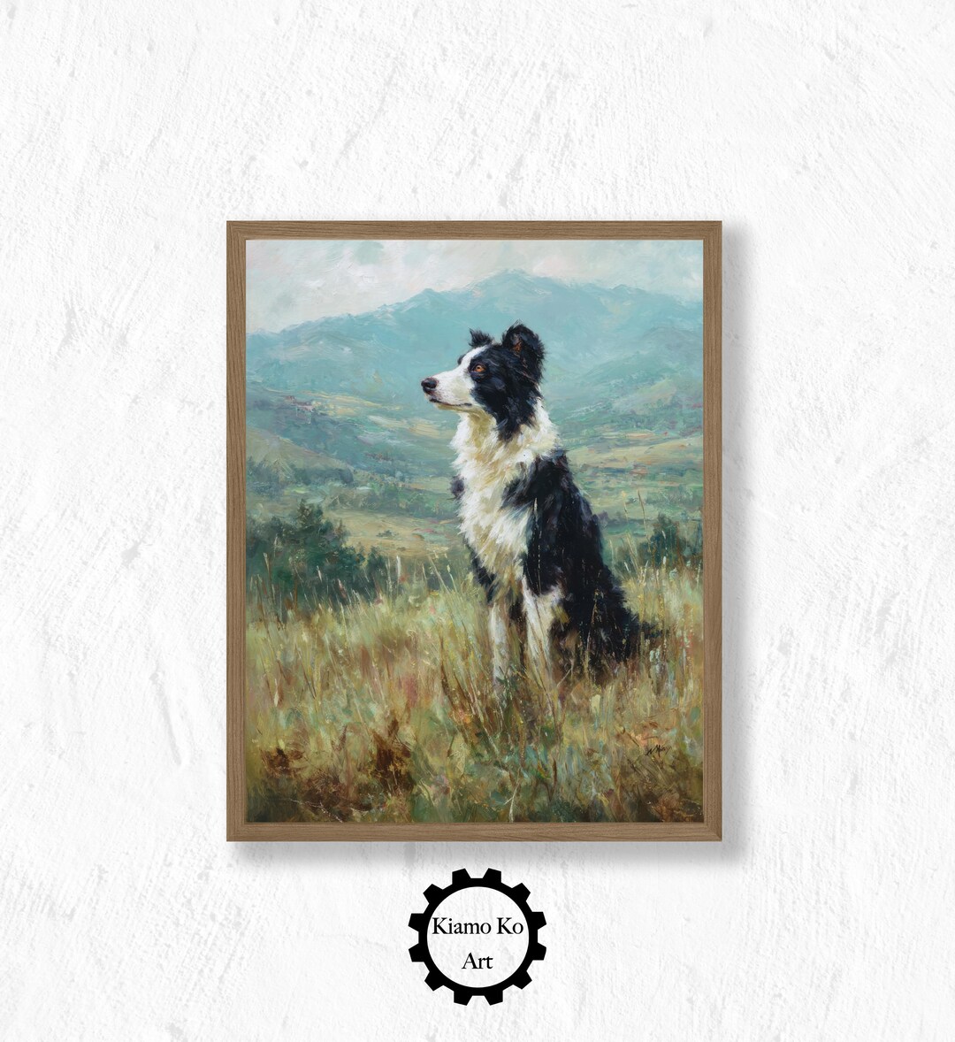 Border Collie Art Print, Rustic Dog Decor, Printable Wall Art, Digital ...