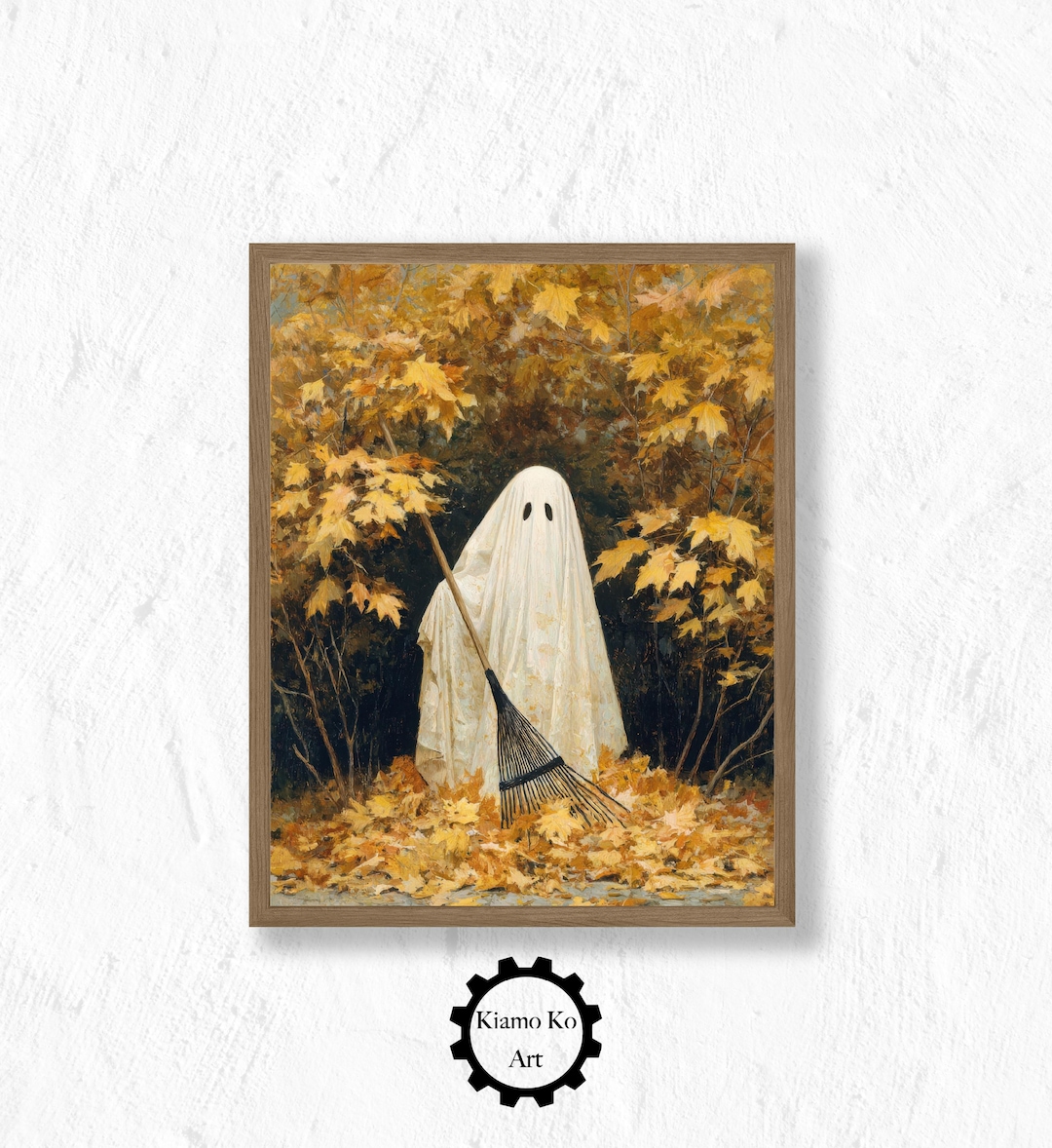 Spooky Ghost Among Enchanted Trees, Printable Wall Art for Halloween ...