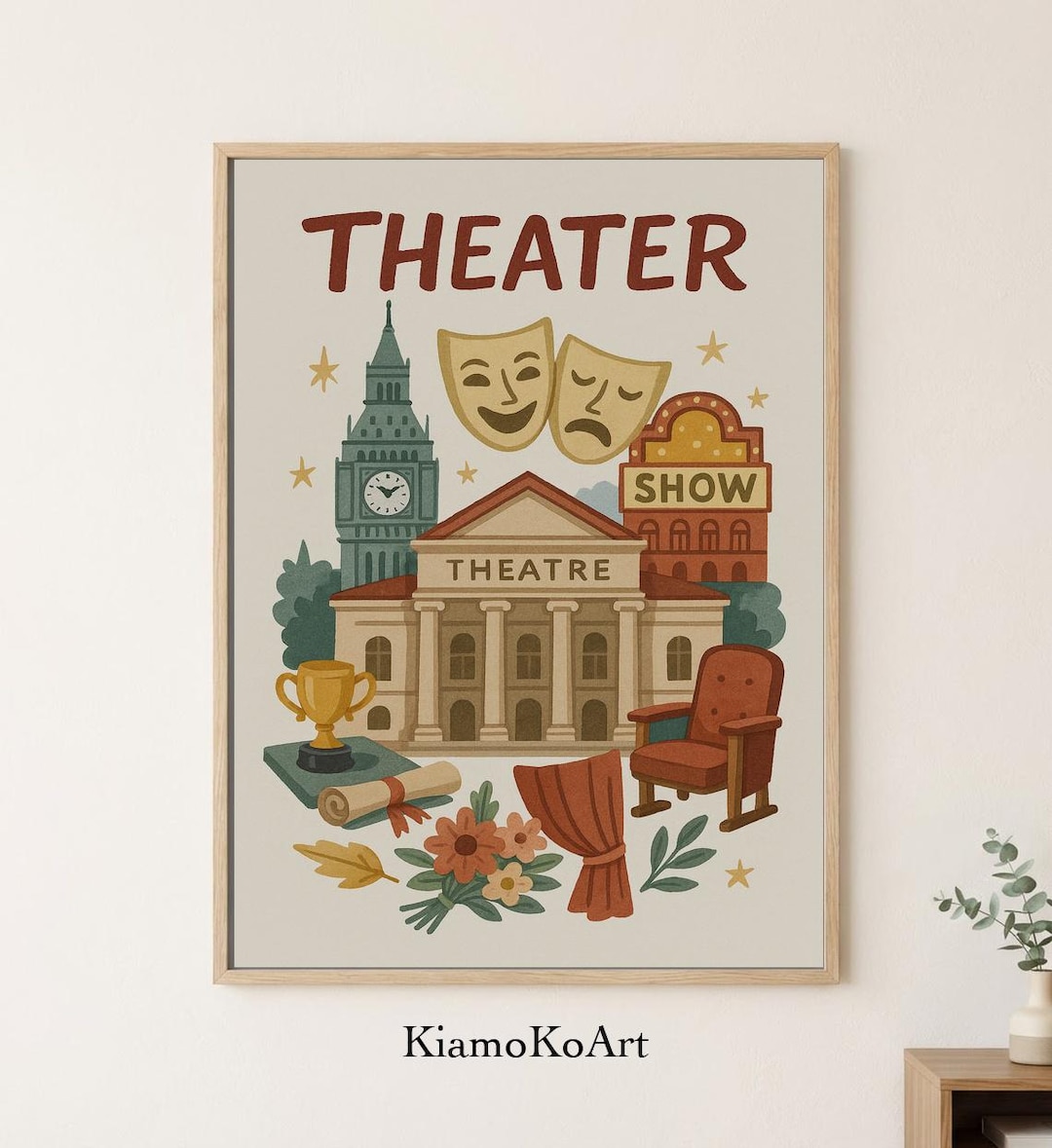 Theater Hand Drawn Style Illustrated Travel Poster PRINTABLE, Hand ...