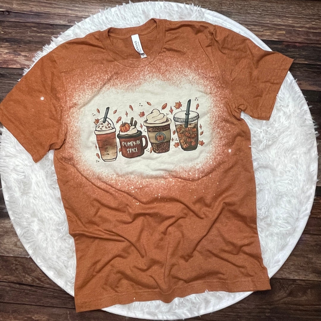 Fall Coffee Shirt, Pumpkin Spice Shirt, Fall Bleached Tees, Starbucks ...