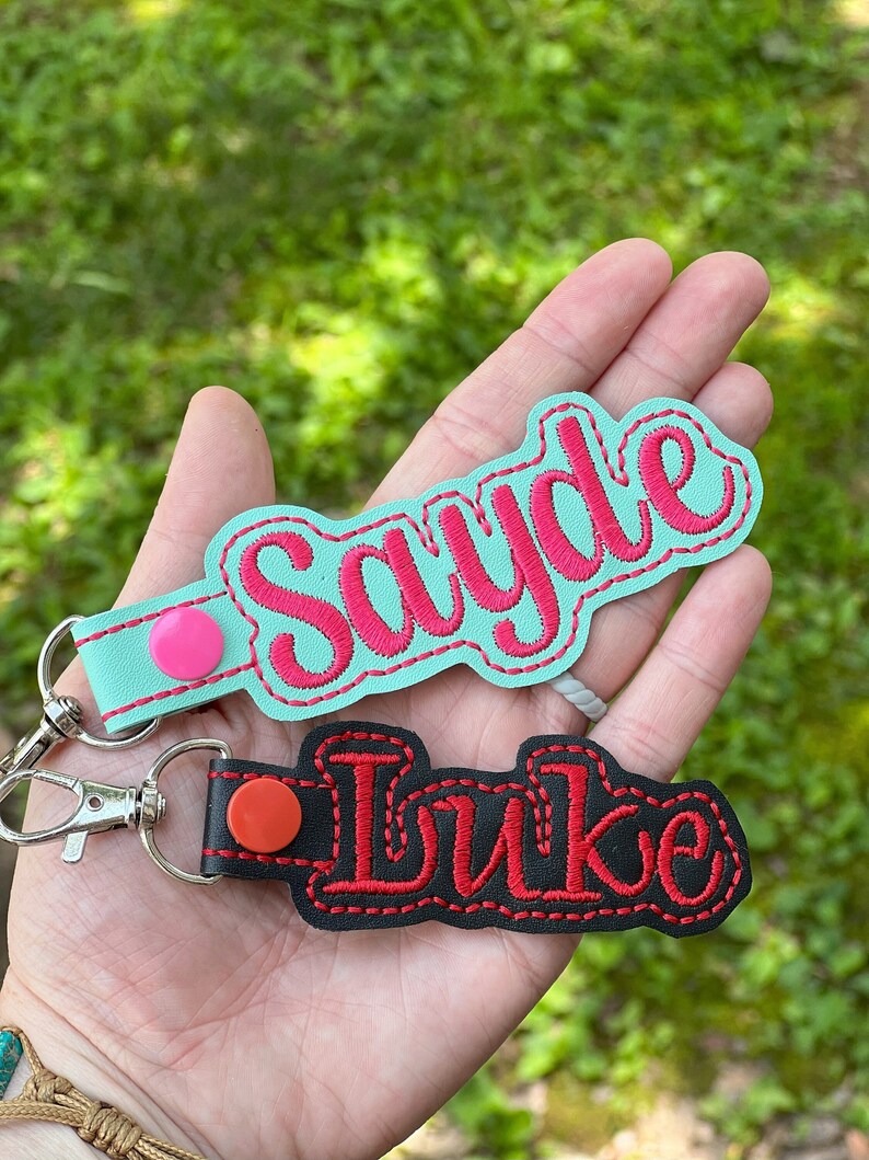 Embroidered Personalized Backpack Tag, Custom Name Keychain - Etsy