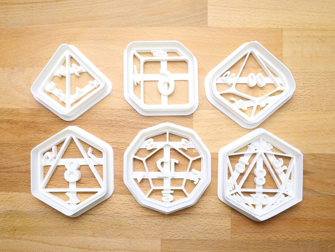 DND Dice Cookie Cutters Set - 6 Variations (D6, D8, D10, D12, D20 ...