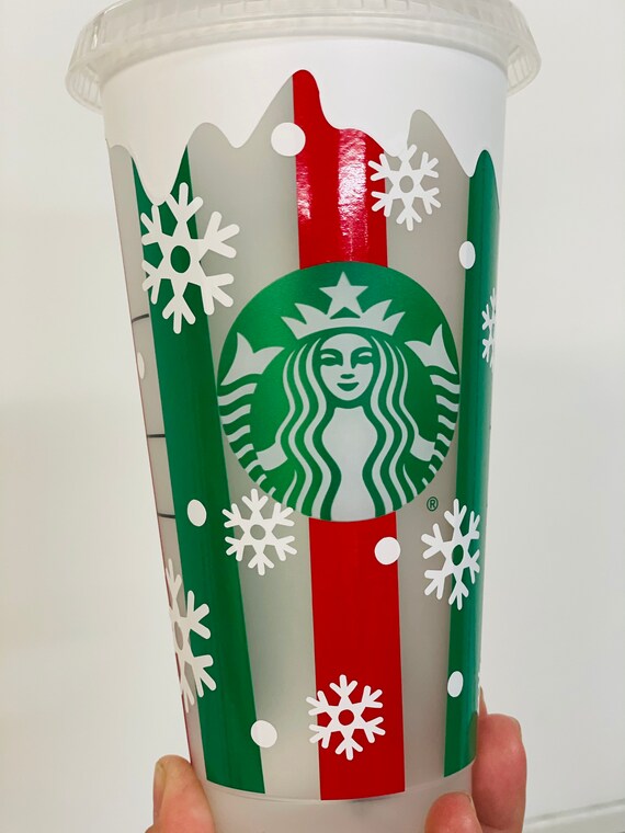 Winter Snowflake Starbucks Cold Cup Stripes Cup Christmas | Etsy