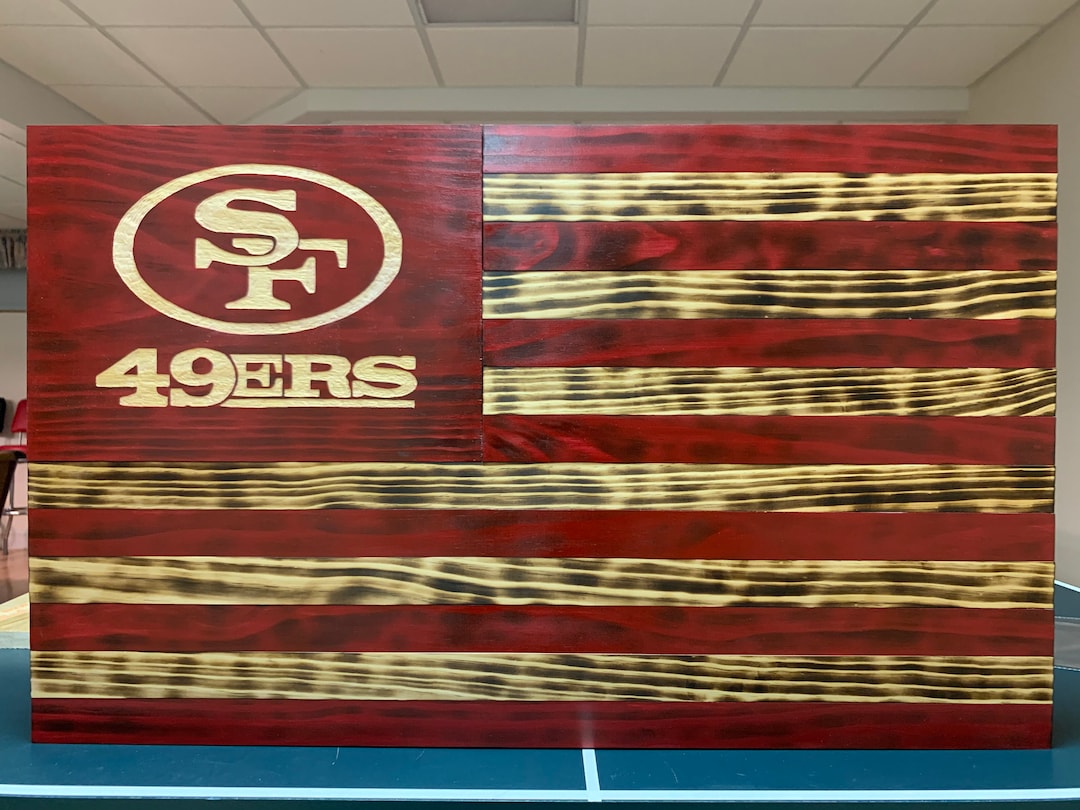 San Francisco 49ers Rustic Wooden Flag - Etsy